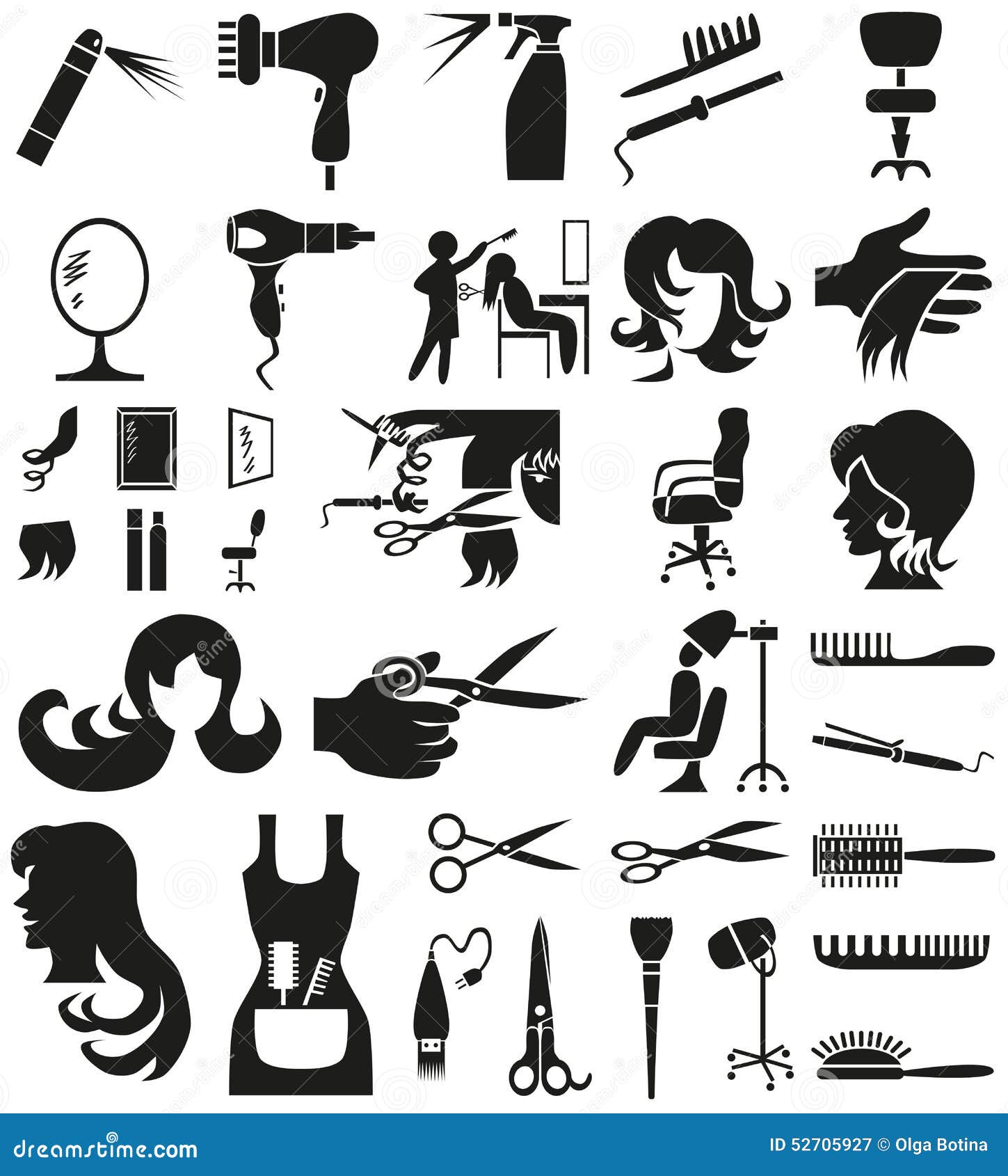 Icone Del Parrucchiere Su Bianco Illustrazione Vettoriale ...
