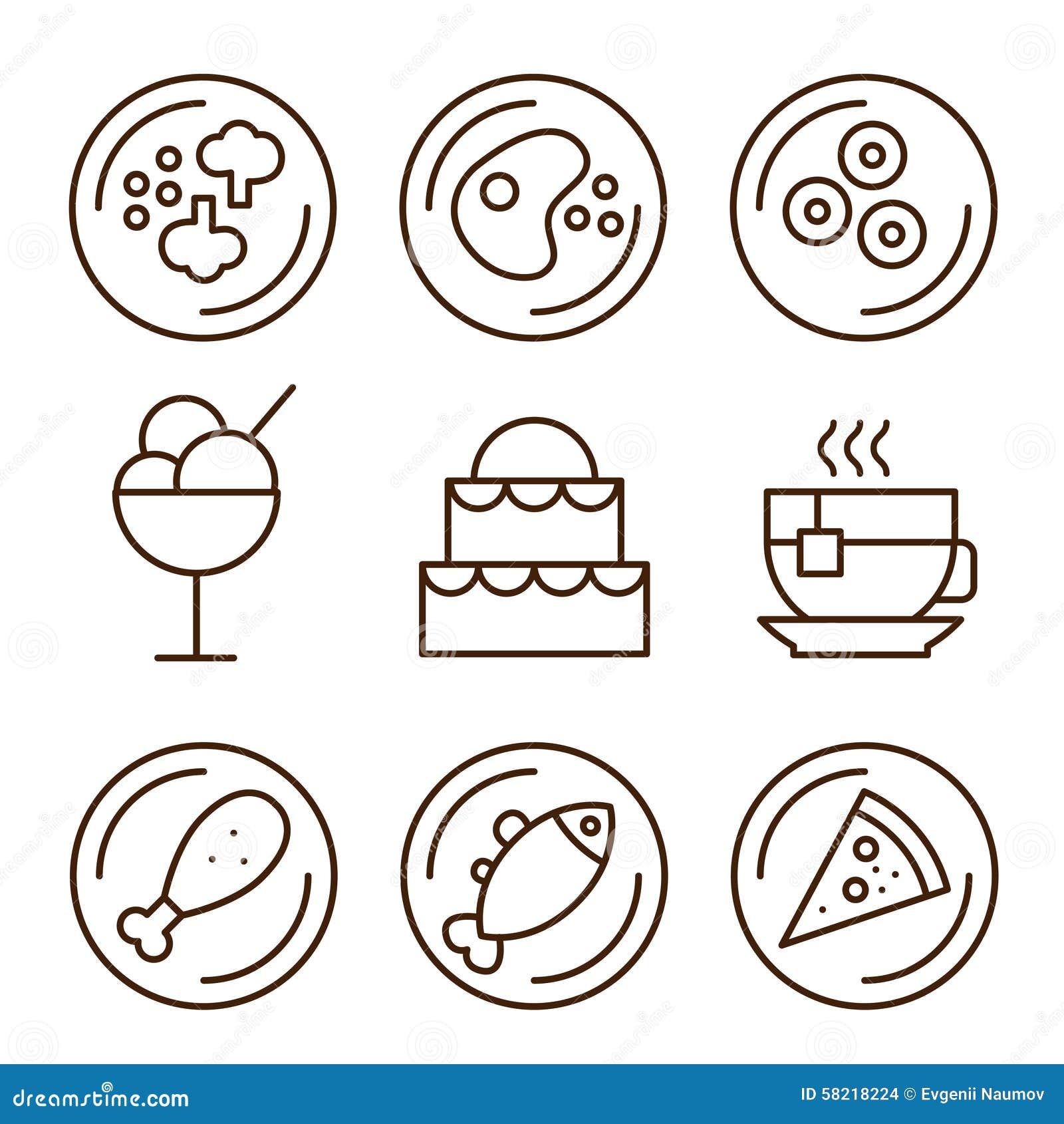 Icone del ristorante illustrazione vettoriale. Illustrazione di menù ...