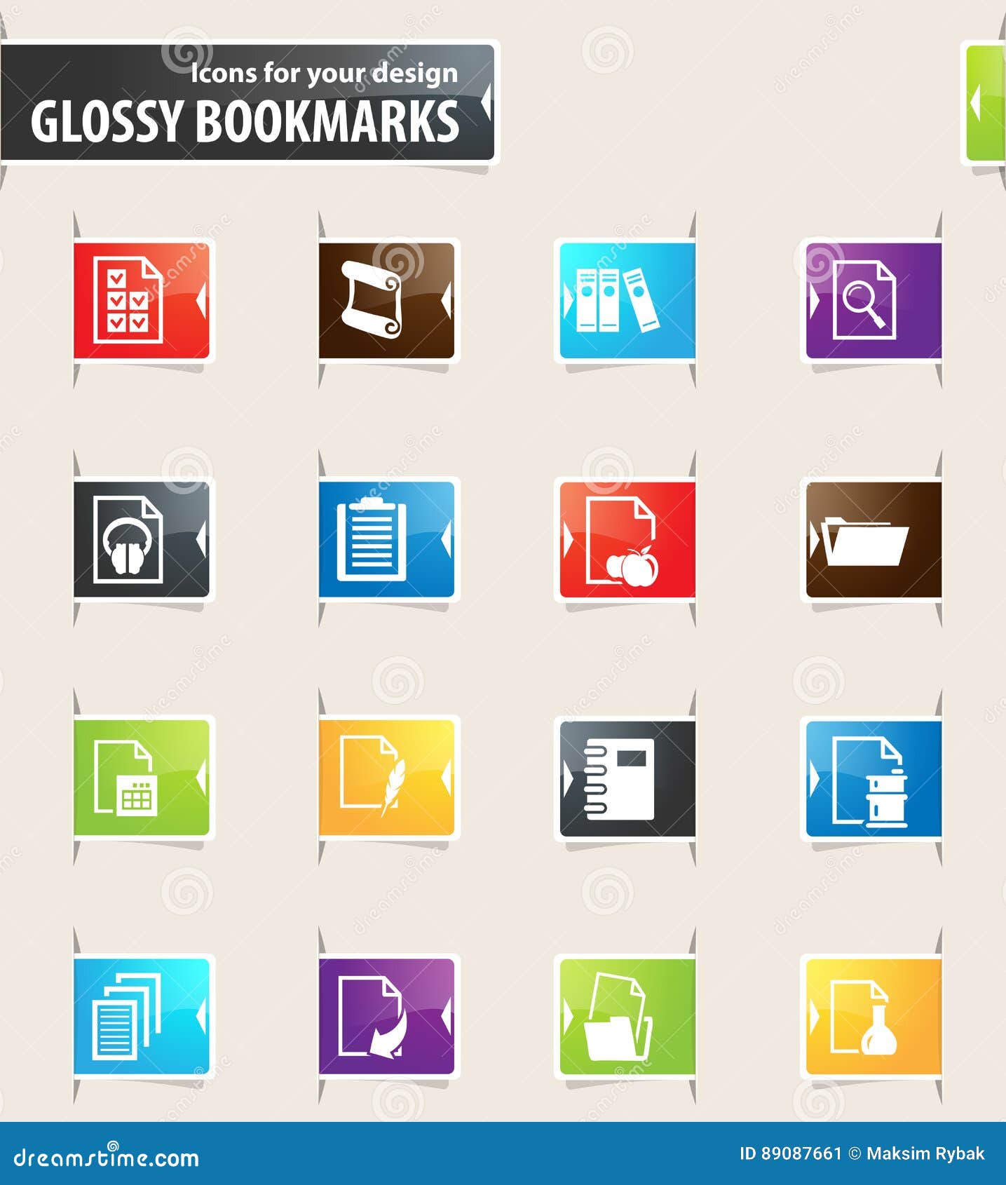 Icone Del Segnalibro Dei Documenti Illustrazione Vettoriale ...