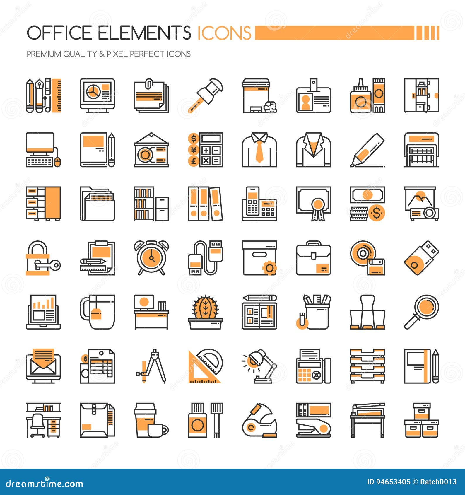 Icone Dell'elemento Dell'ufficio Illustrazione di Stock - Illustrazione ...