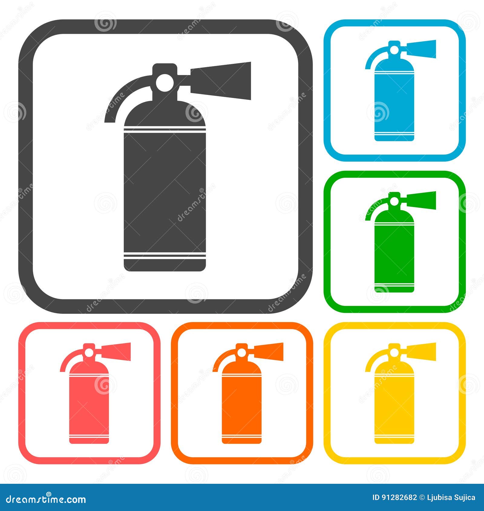 Icone dell'estintore messe illustrazione vettoriale. Illustrazione di ...