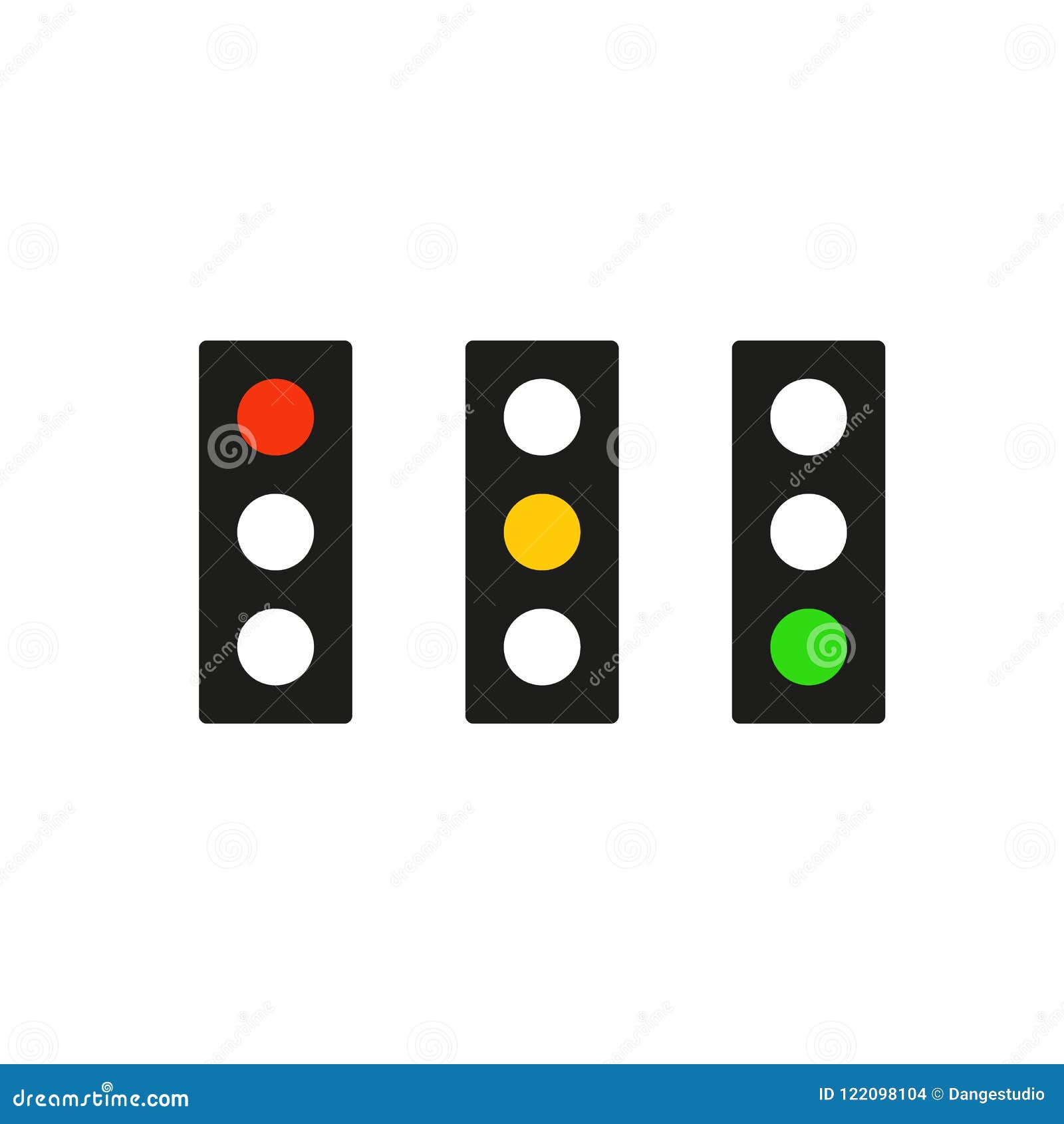 Icone Dell'interfaccia Del Semaforo Rosso, Giallo E Verde Illustrazione ...
