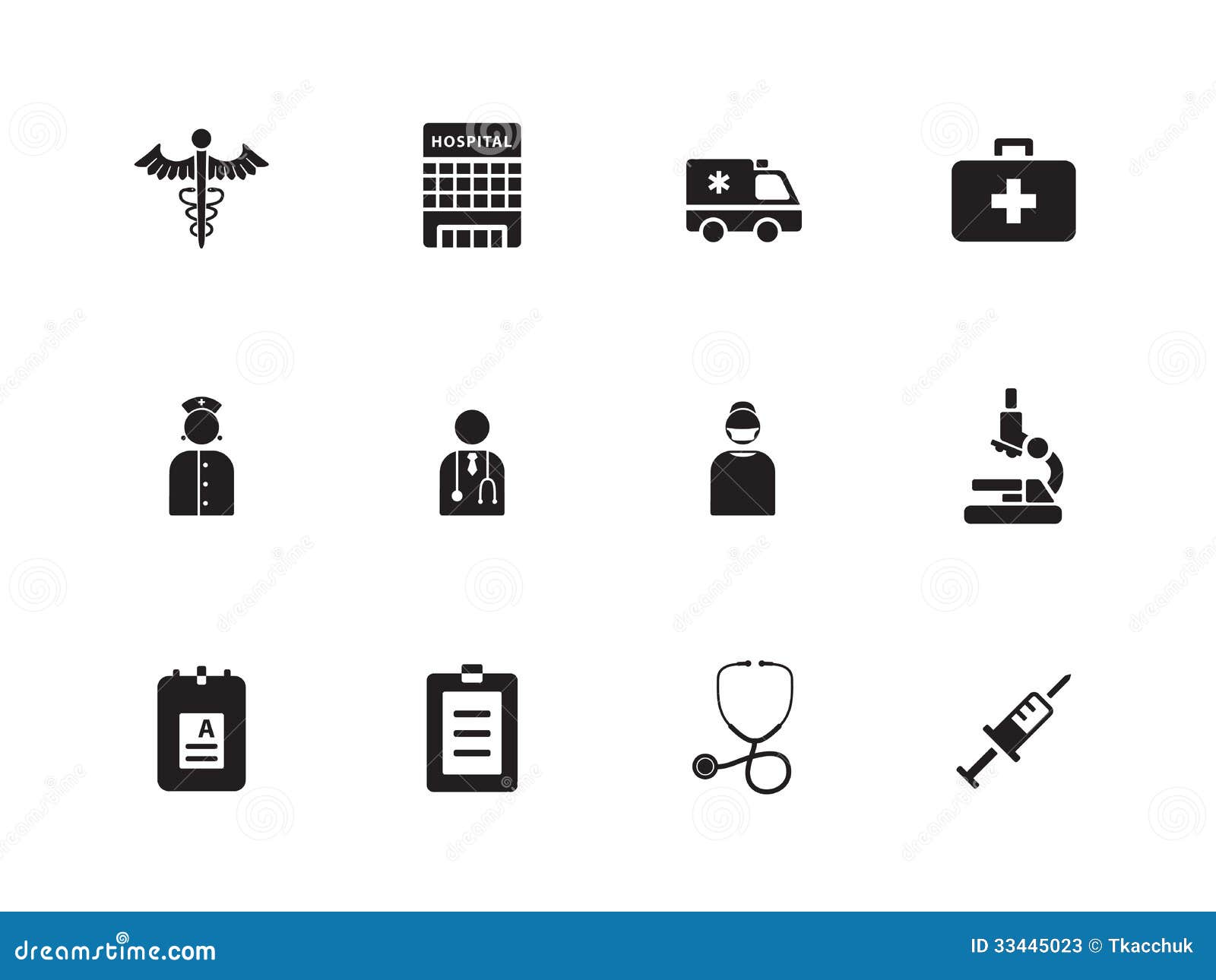 Icone Dell'ospedale Su Fondo Bianco. Illustrazione Vettoriale ...