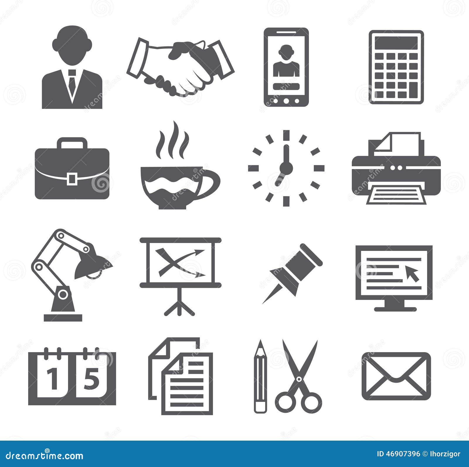 Icone dell'ufficio illustrazione vettoriale. Illustrazione di ufficio ...