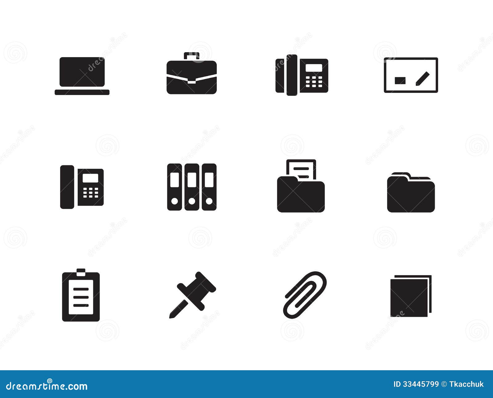 Icone Dell'ufficio Su Fondo Bianco. Illustrazione Vettoriale ...