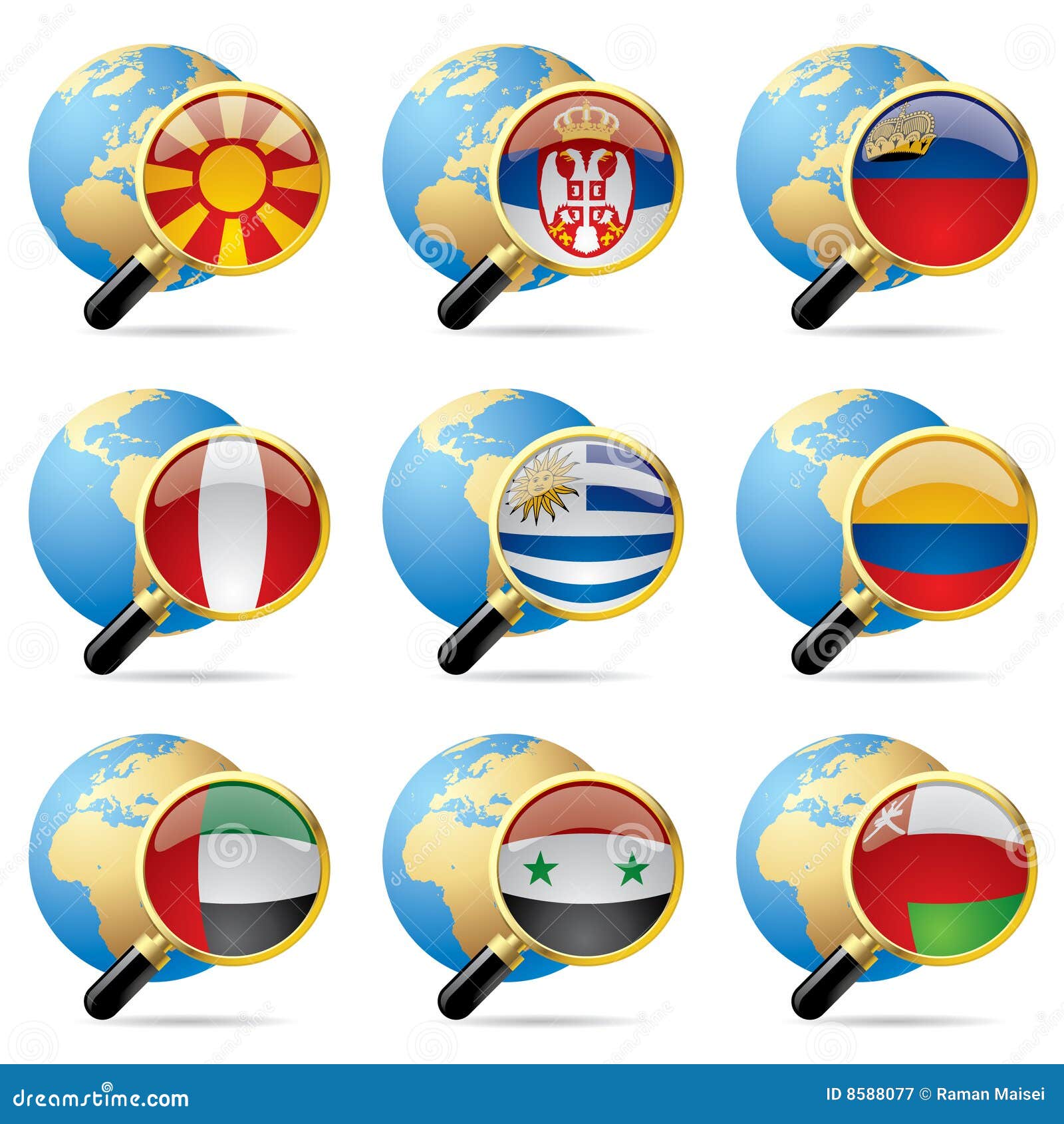 Icone Della Bandierina Del Mondo Illustrazione Vettoriale ...