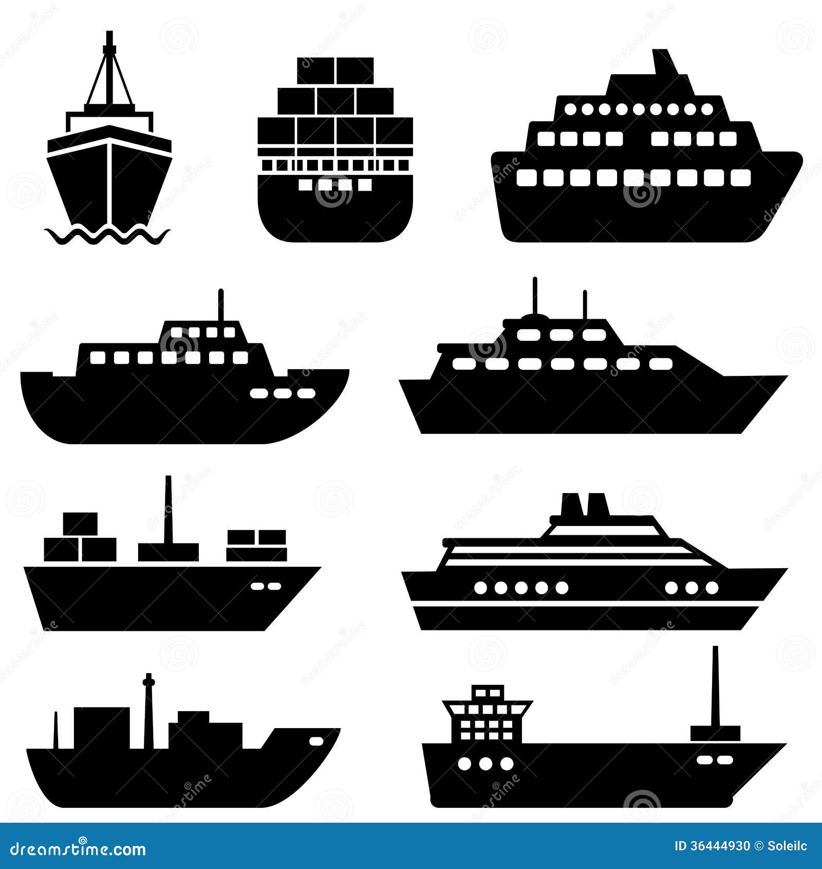 Icone Della Barca E Della Nave Illustrazione Vettoriale - Illustrazione ...