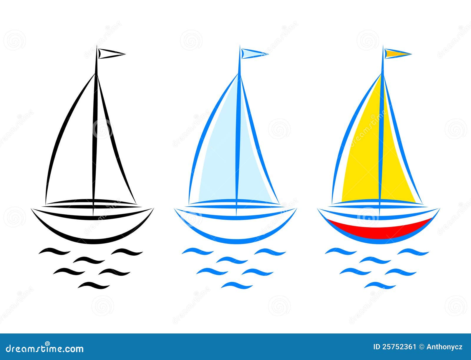 Icone della barca a vela illustrazione vettoriale. Illustrazione di ...