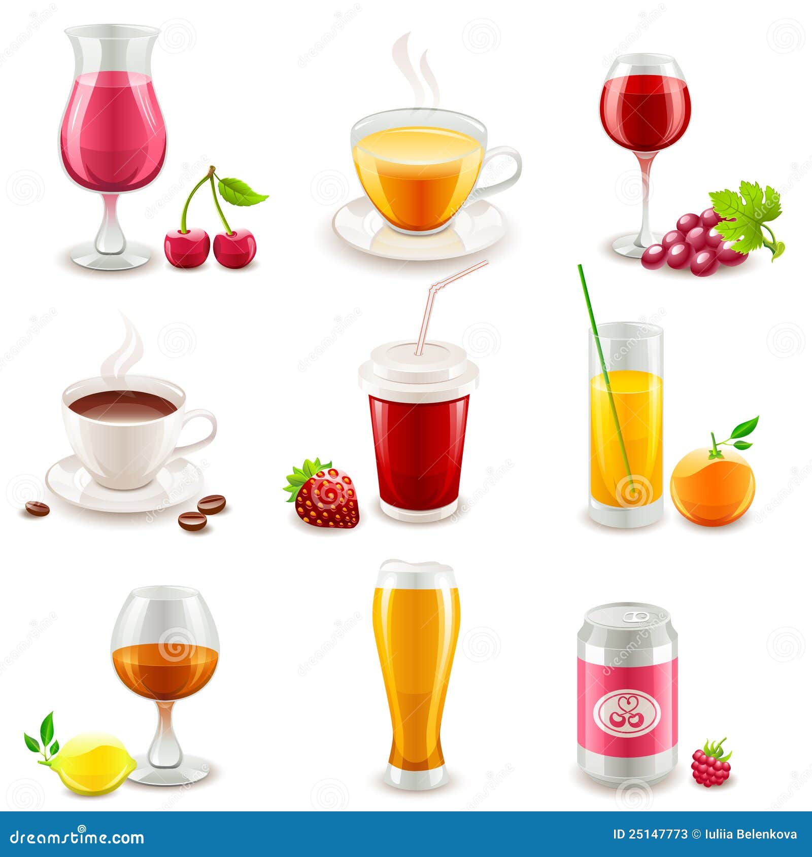Icone della bevanda illustrazione vettoriale. Illustrazione di utensile ...