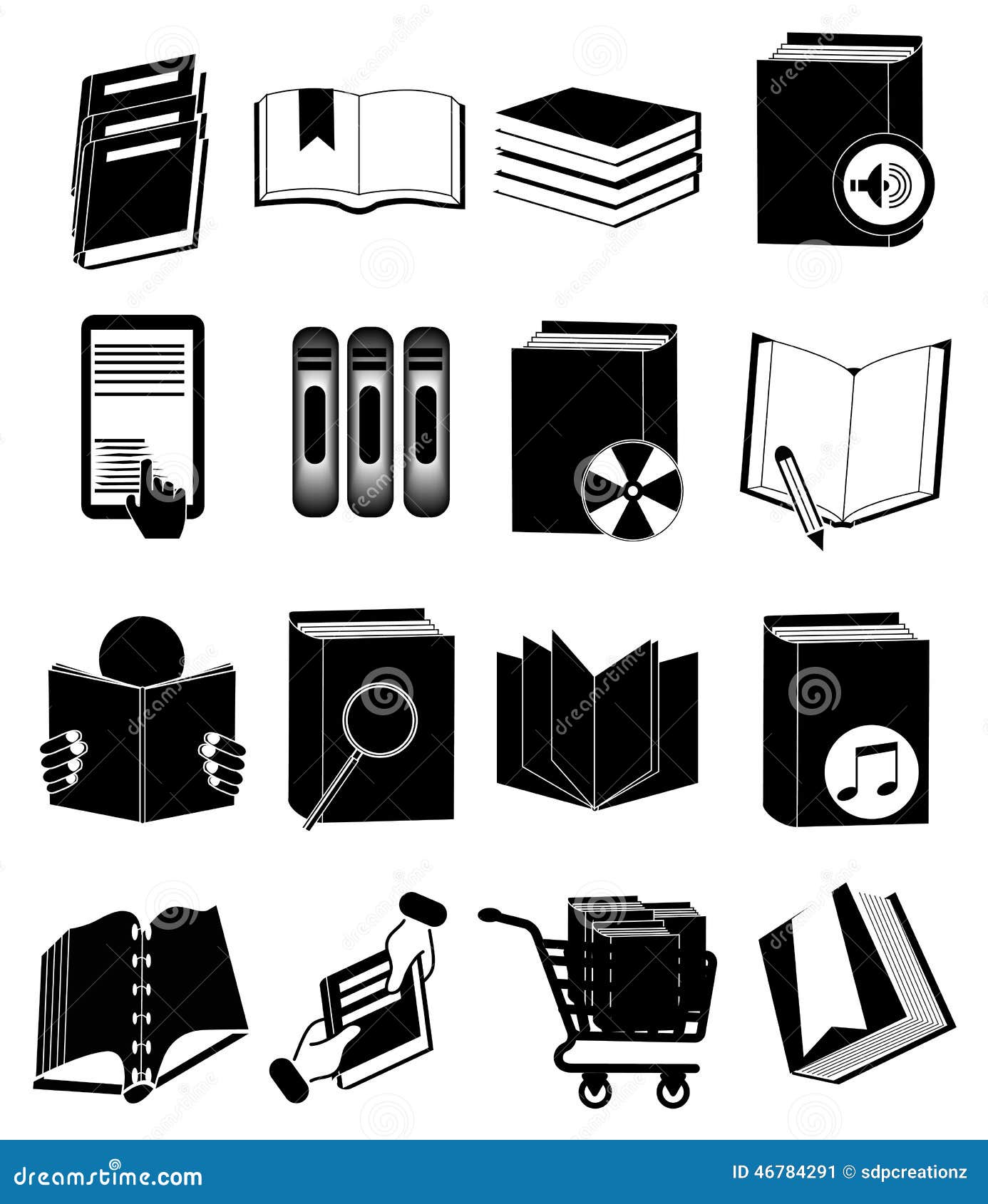 Icone Della Biblioteca Dei Libri Messe Illustrazione Vettoriale ...