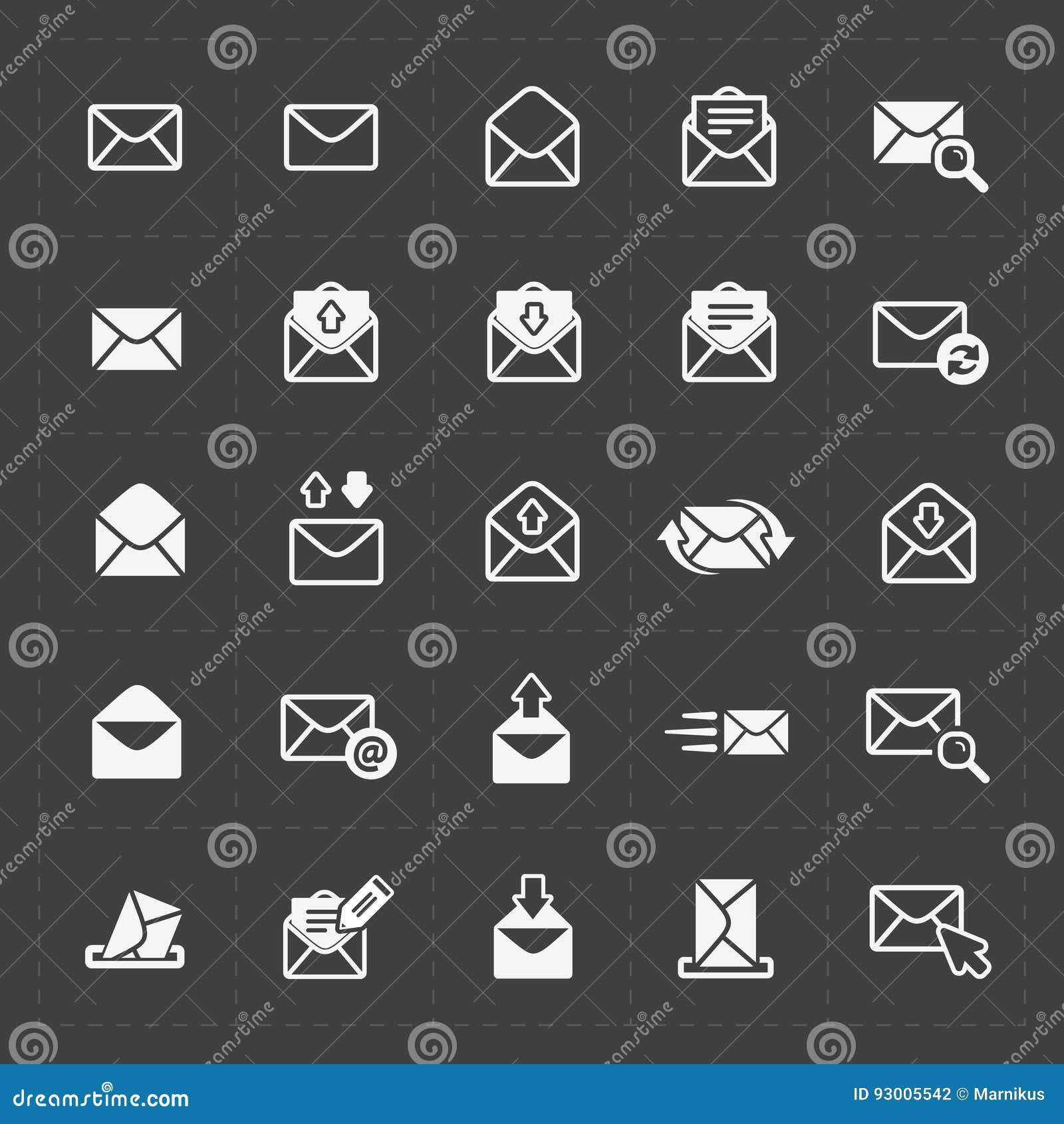 Icone Della Busta E Del Email Su Buio Illustrazione Vettoriale ...