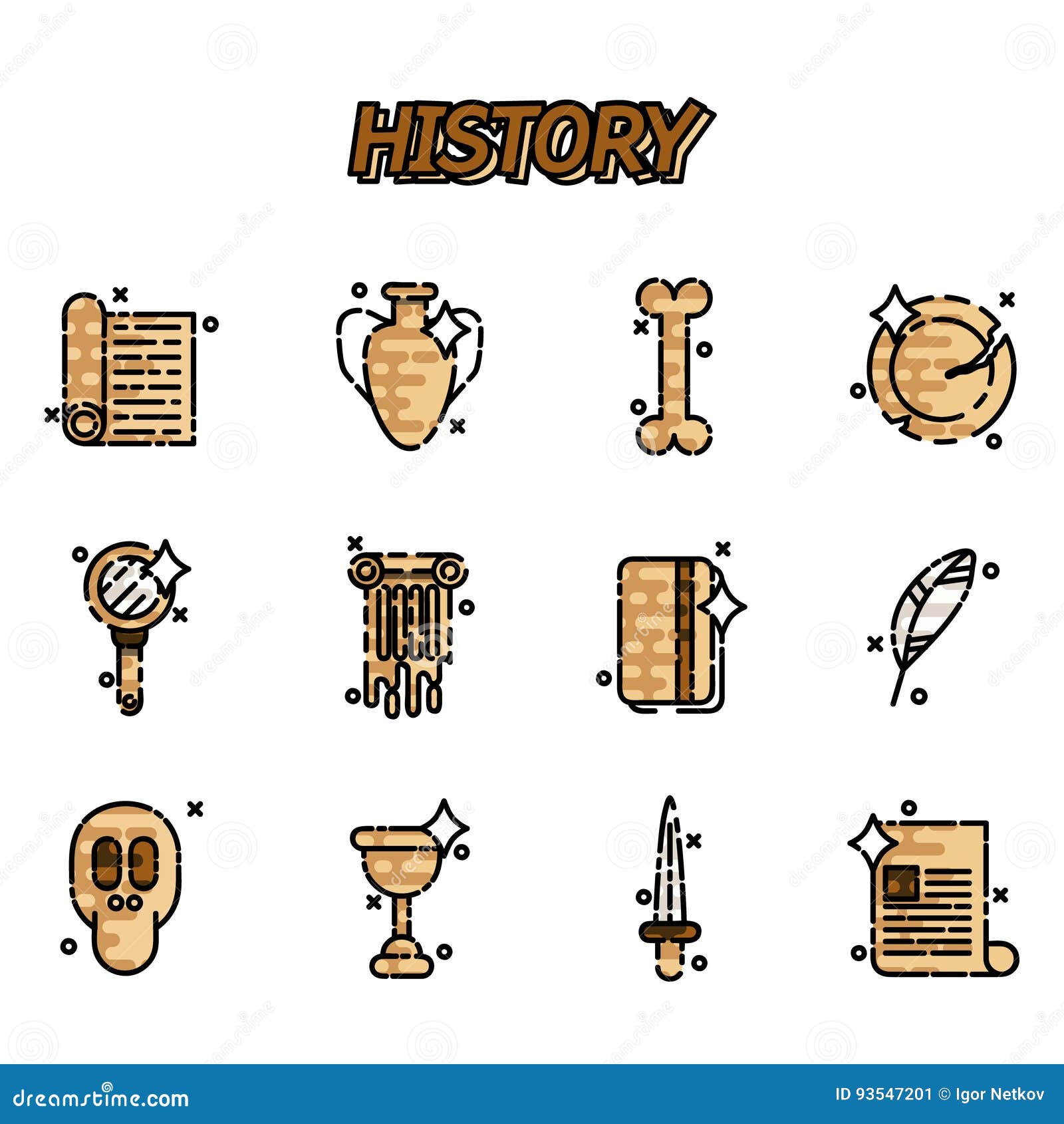 Icone Della Cultura E Di Storia Illustrazione Vettoriale ...