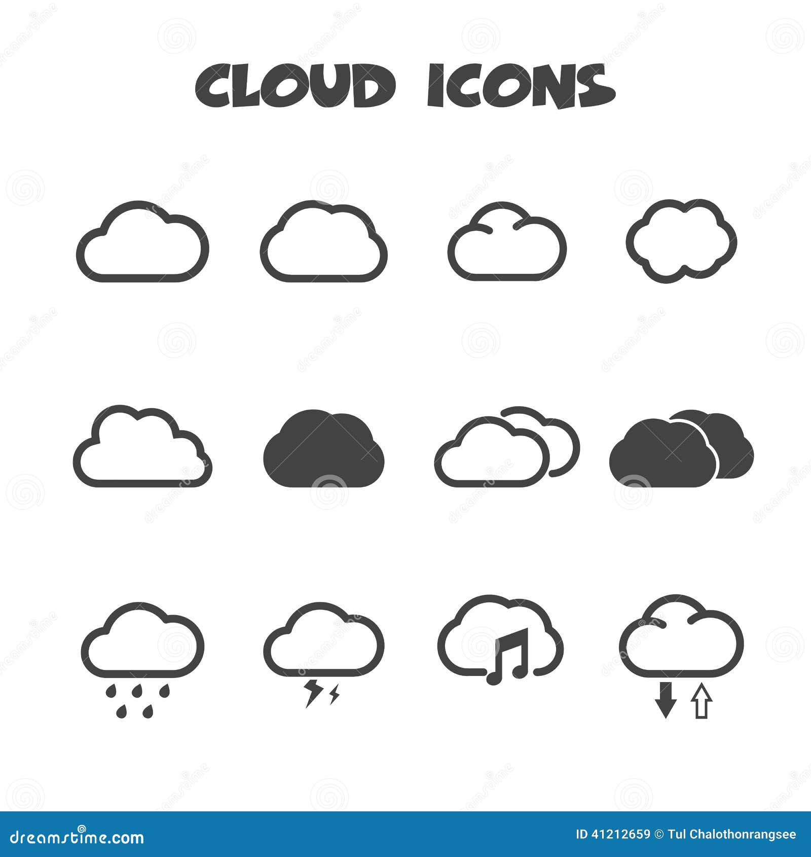 Icone della nuvola illustrazione vettoriale. Illustrazione di ...