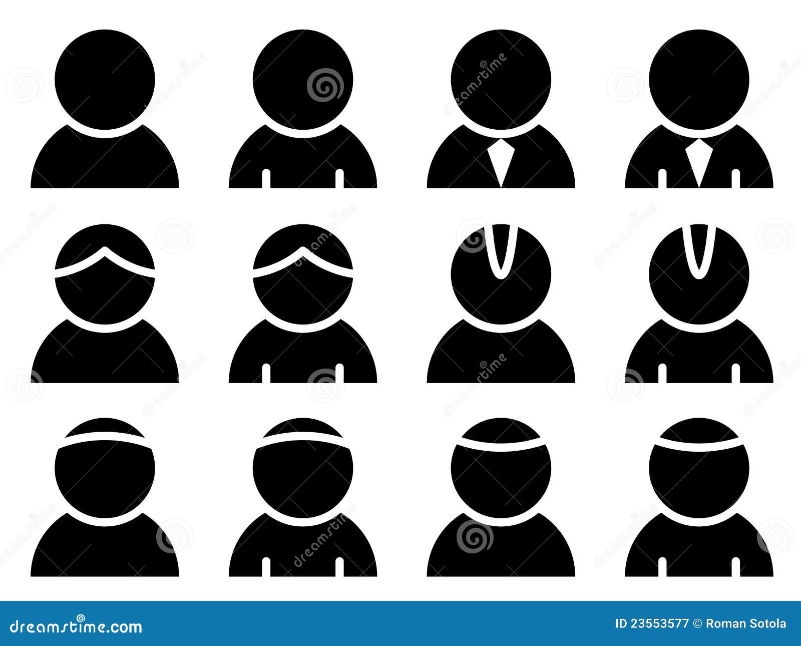 Icone della persona nera illustrazione vettoriale. Illustrazione di ...