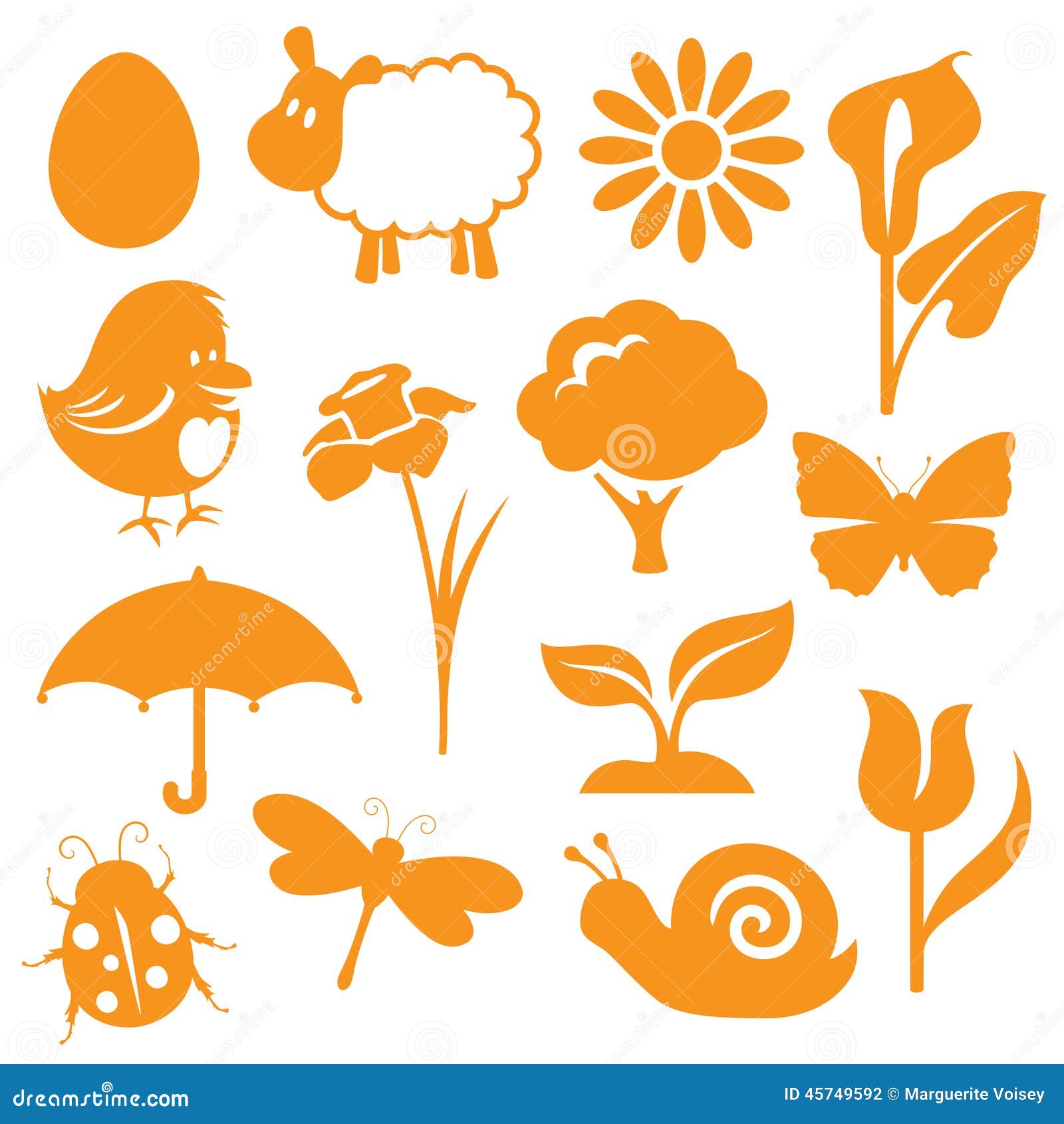 Icone della primavera illustrazione vettoriale. Illustrazione di ...