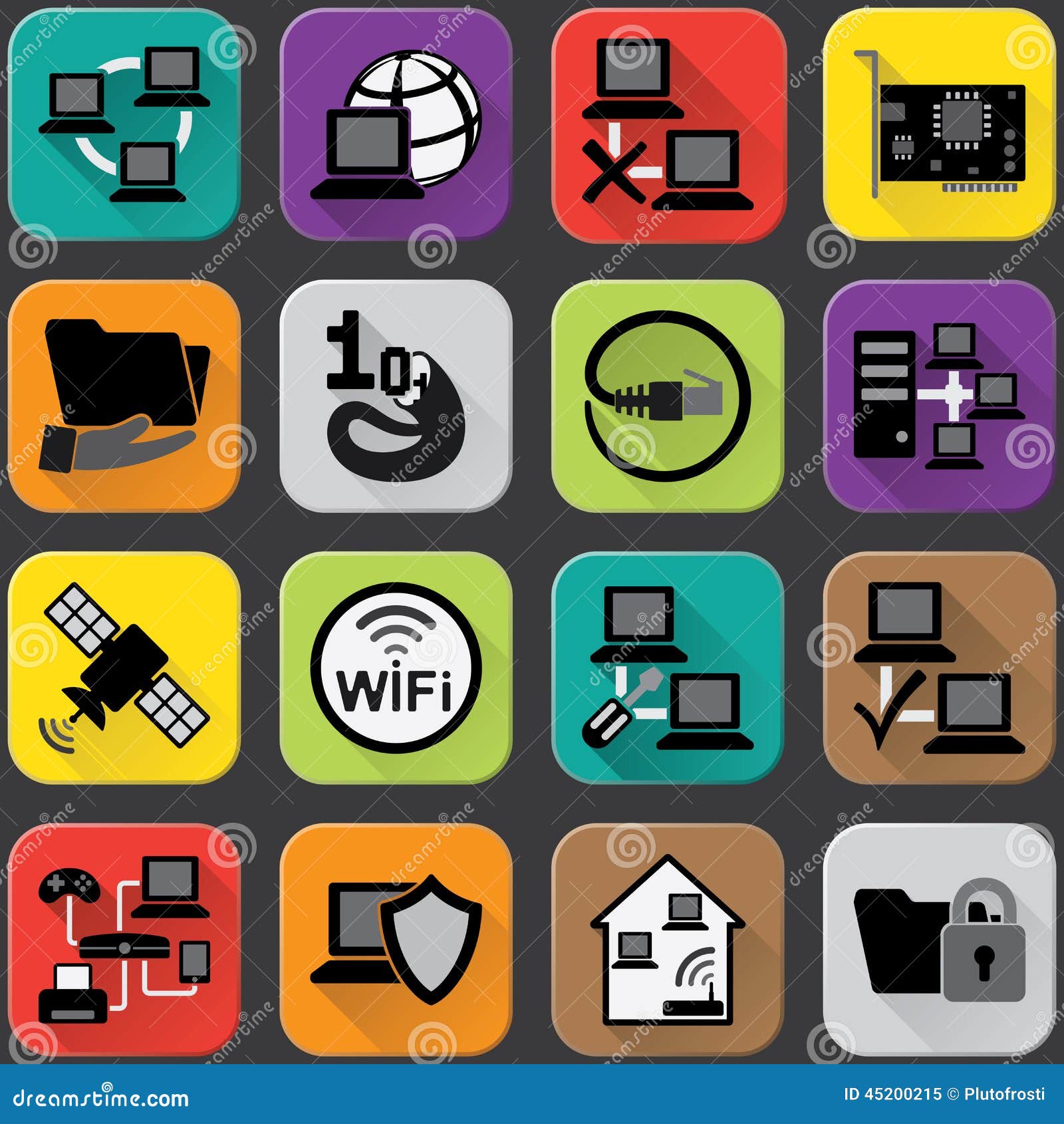 Icone Della Rete Di Computer Illustrazione Vettoriale - Illustrazione ...