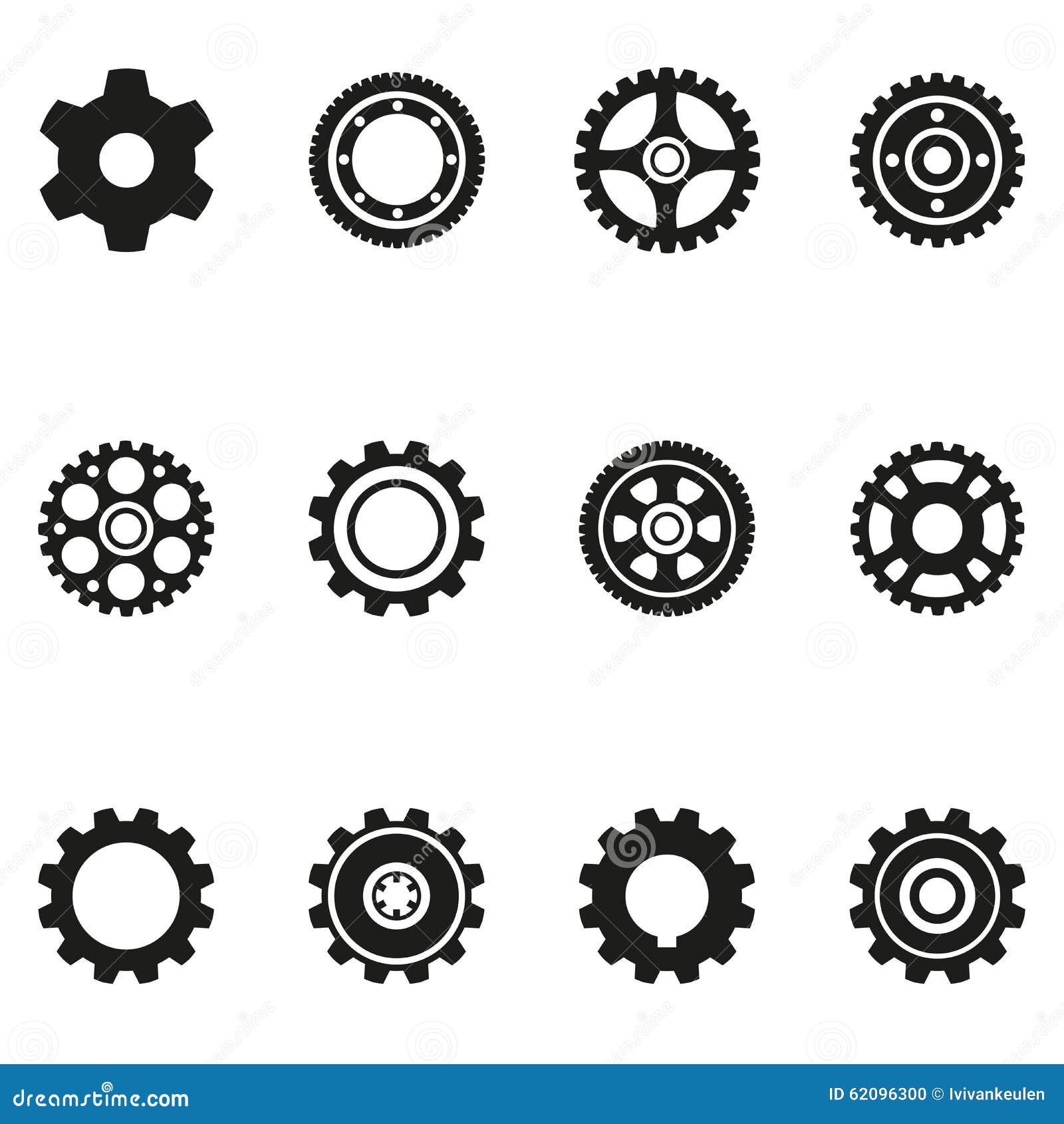 Icone Della Siluetta Dell'ingranaggio Illustrazione Vettoriale ...