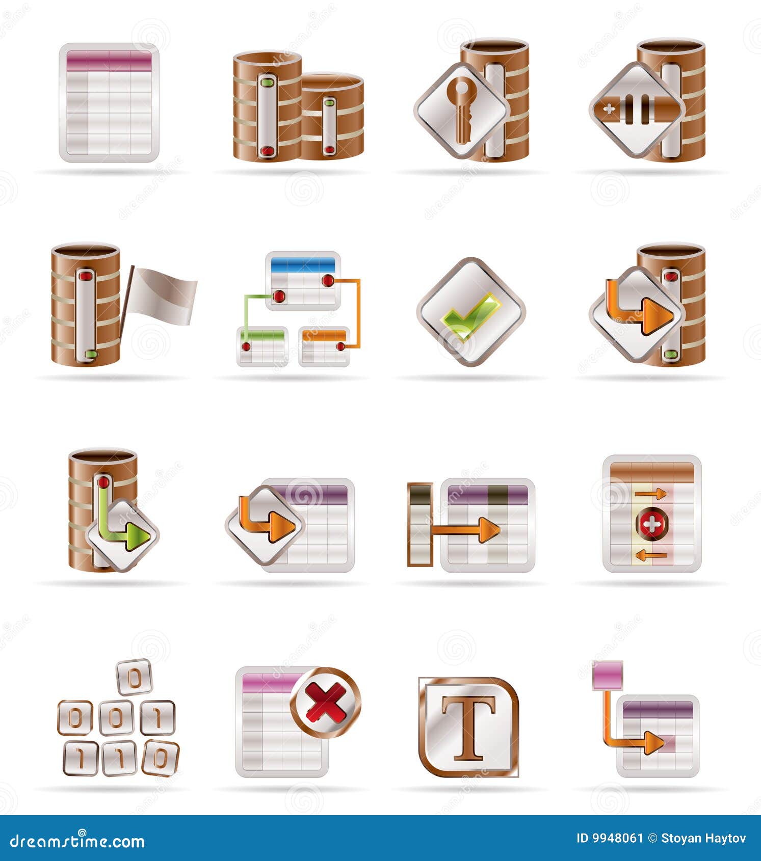Icone Della Tabella E Della Base Di Dati Illustrazione Vettoriale ...