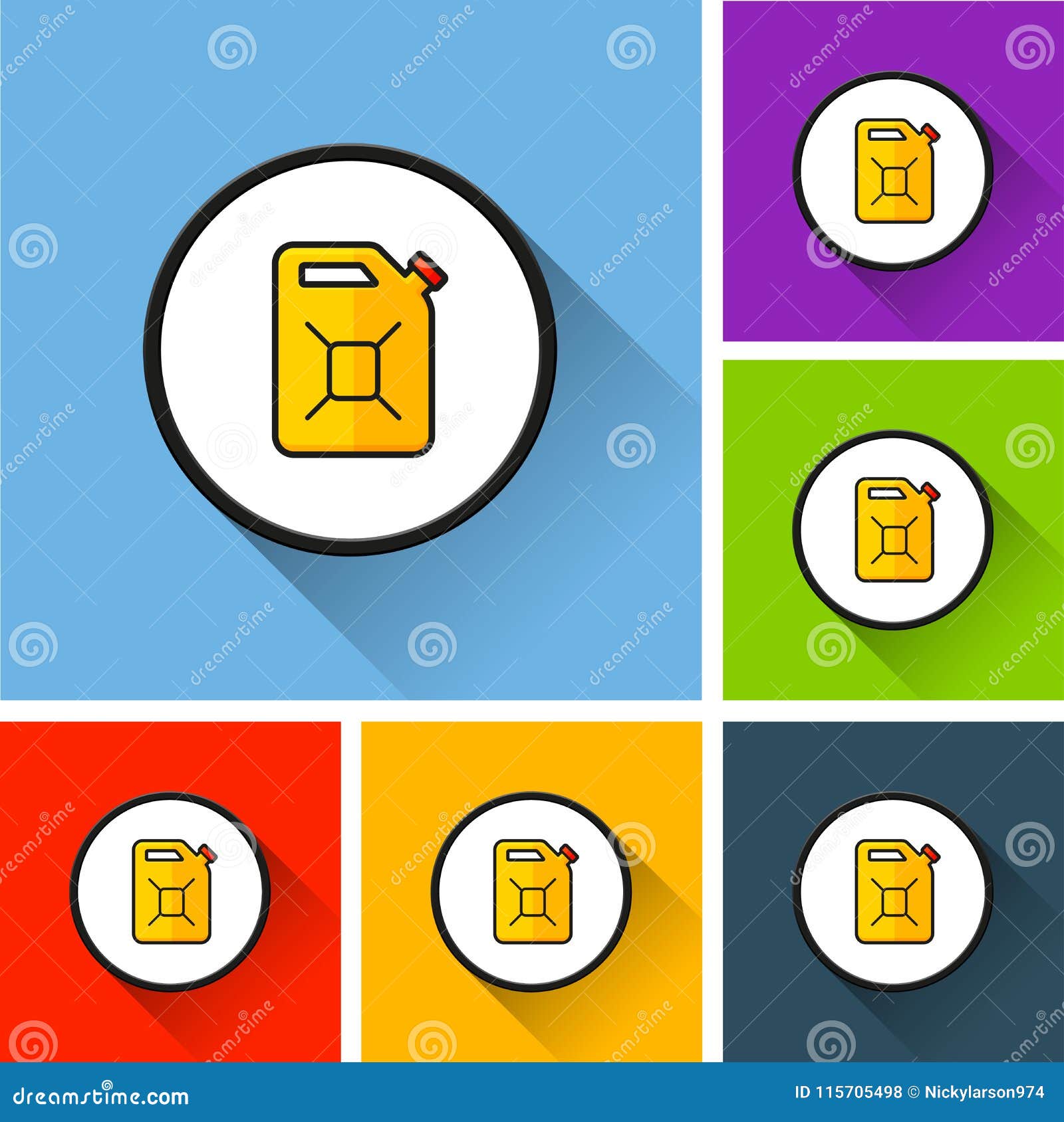 Icone Della Tanica Con Ombra Lunga Illustrazione Vettoriale ...