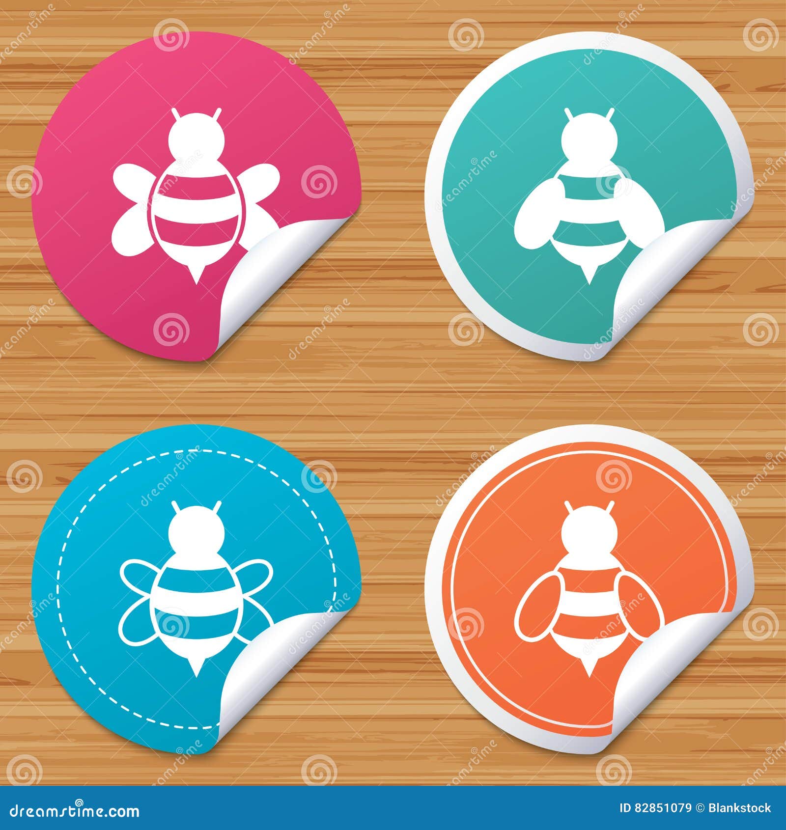 Icone Delle Api Del Miele Simboli Dei Bombi Illustrazione Vettoriale ...