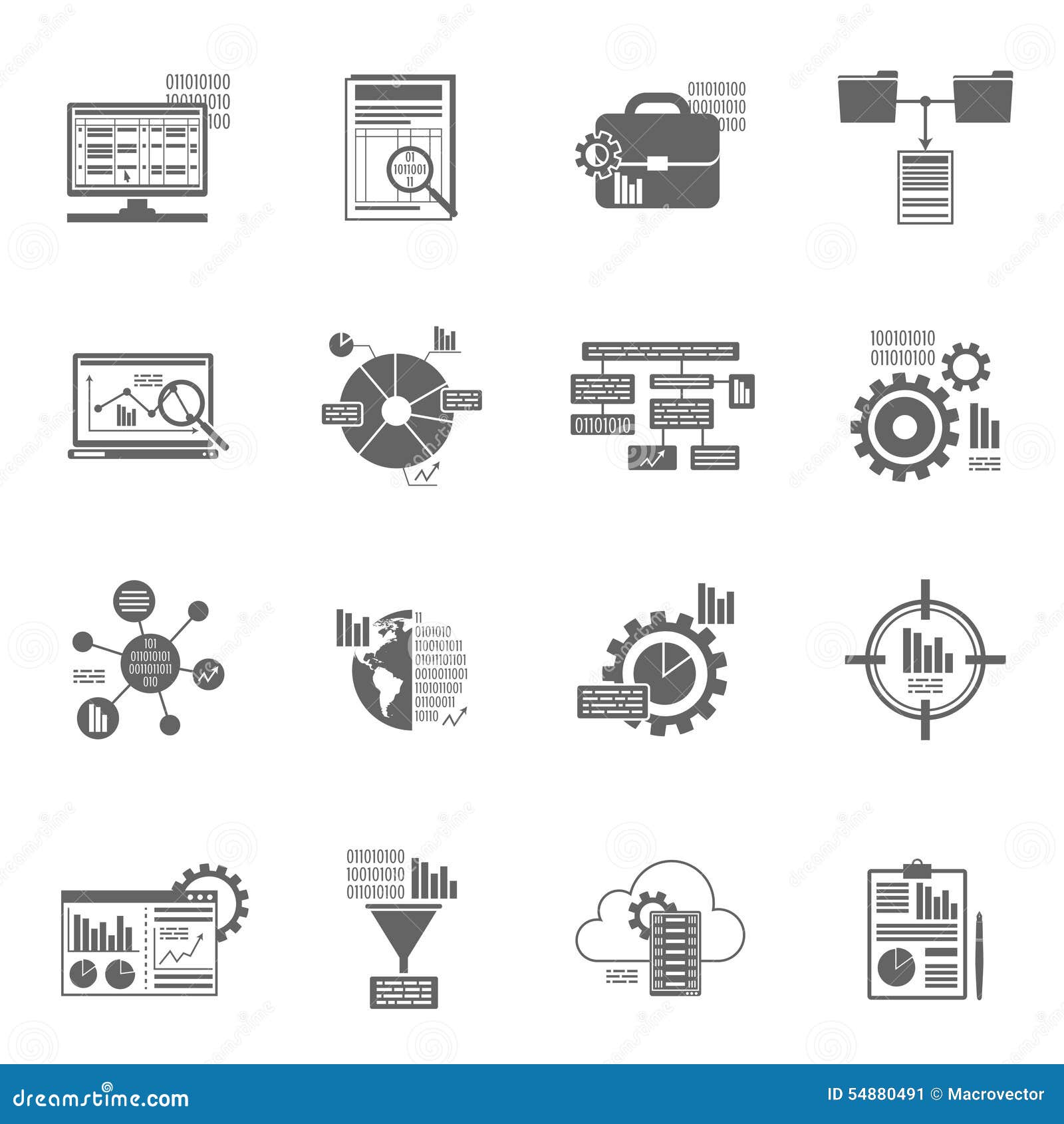 Icone Di Analisi Dei Dati Di Dati Illustrazione Vettoriale ...