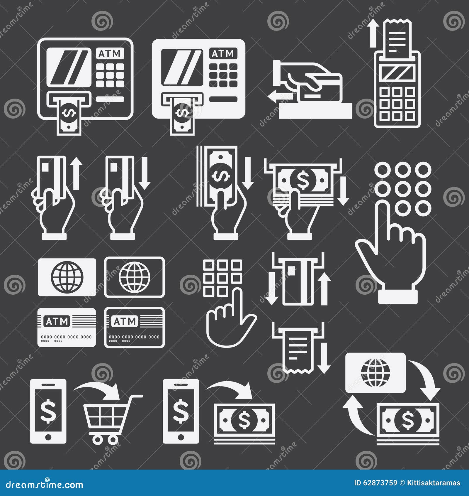 Icone di BANCOMAT Vettore illustrazione vettoriale. Illustrazione di ...