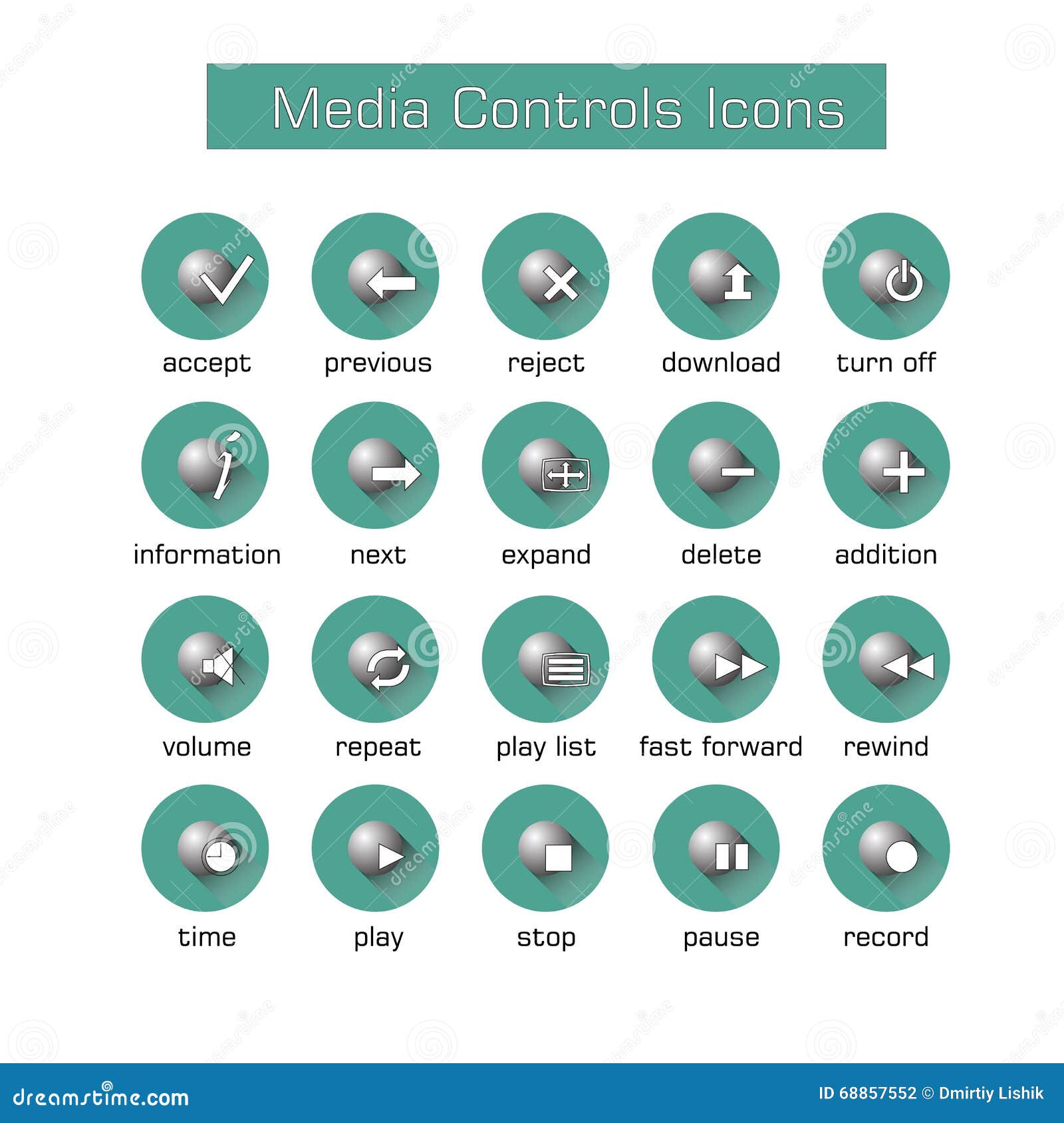 Icone di comandi di media illustrazione vettoriale. Illustrazione di ...