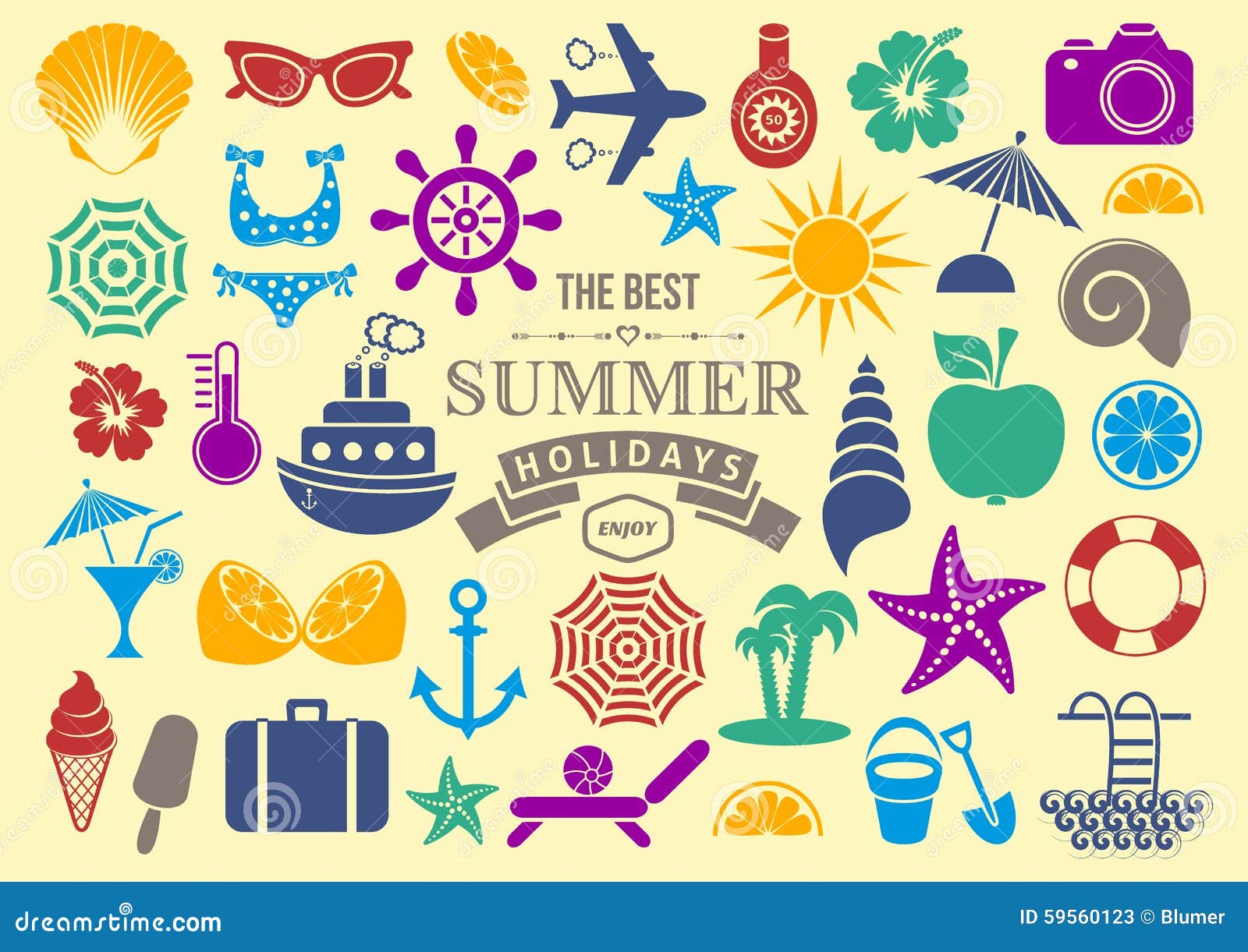 Icone di estate illustrazione vettoriale. Illustrazione di ghiaccio ...