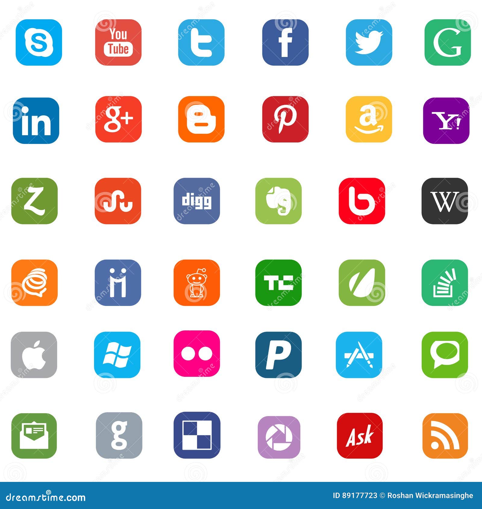 Icone Di Facebook, Di Twitter, Di Skype, Di Youtube E Di Google ...