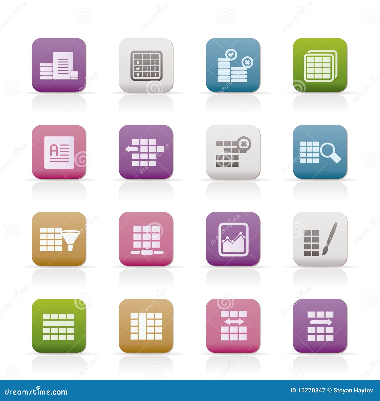 Icone Di Formattazione Della Tabella E Della Base Di Dati Illustrazione ...