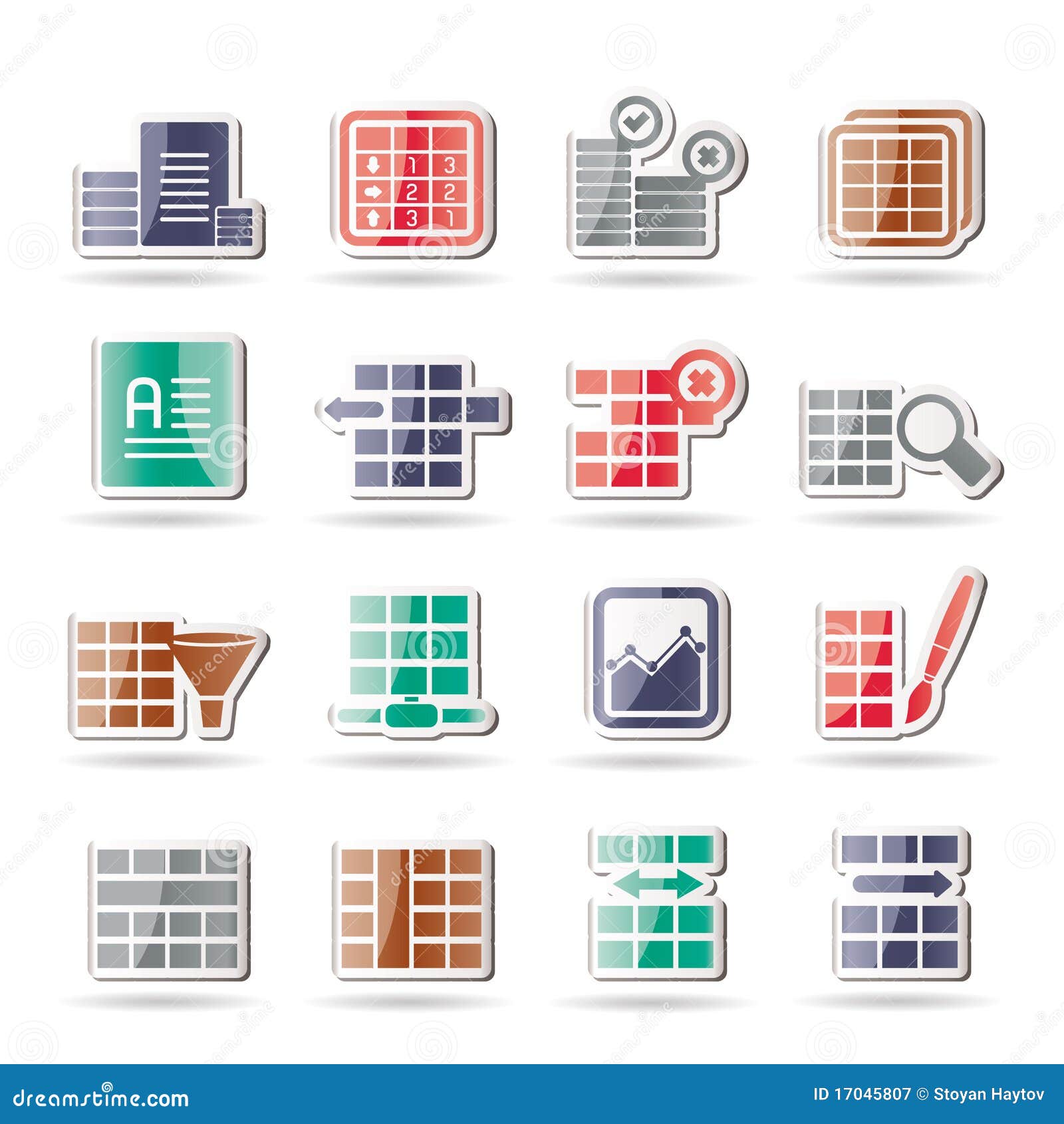 Icone Di Formattazione Della Tabella E Della Base Di Dati Illustrazione ...