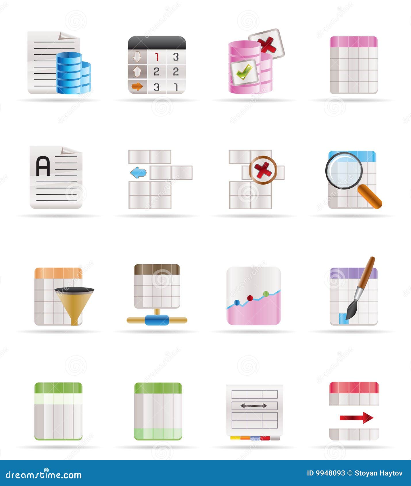 Icone Di Formattazione Della Tabella E Della Base Di Dati Illustrazione ...