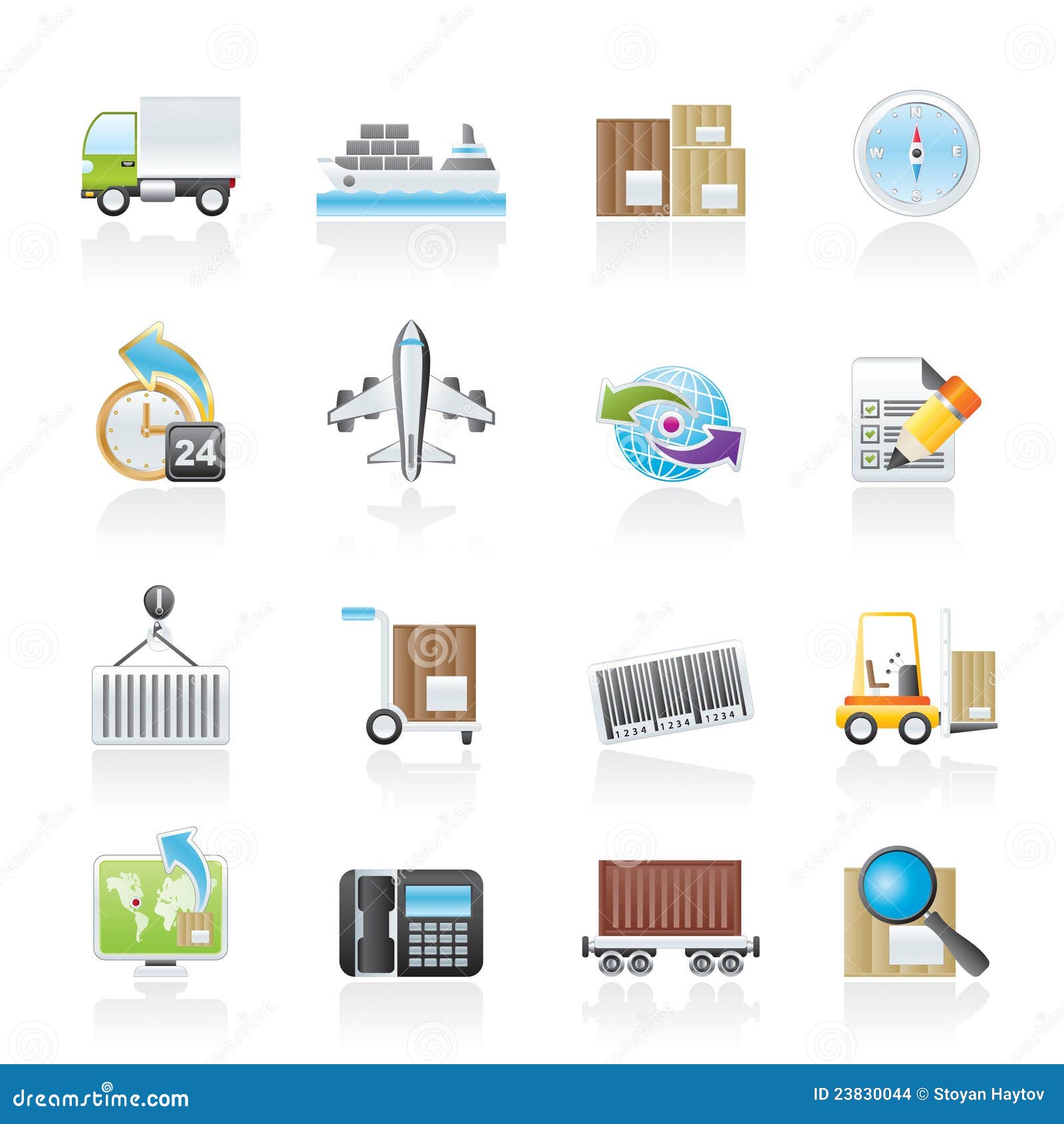 Icone Di Logistica E Di Trasporto Illustrazione Vettoriale ...