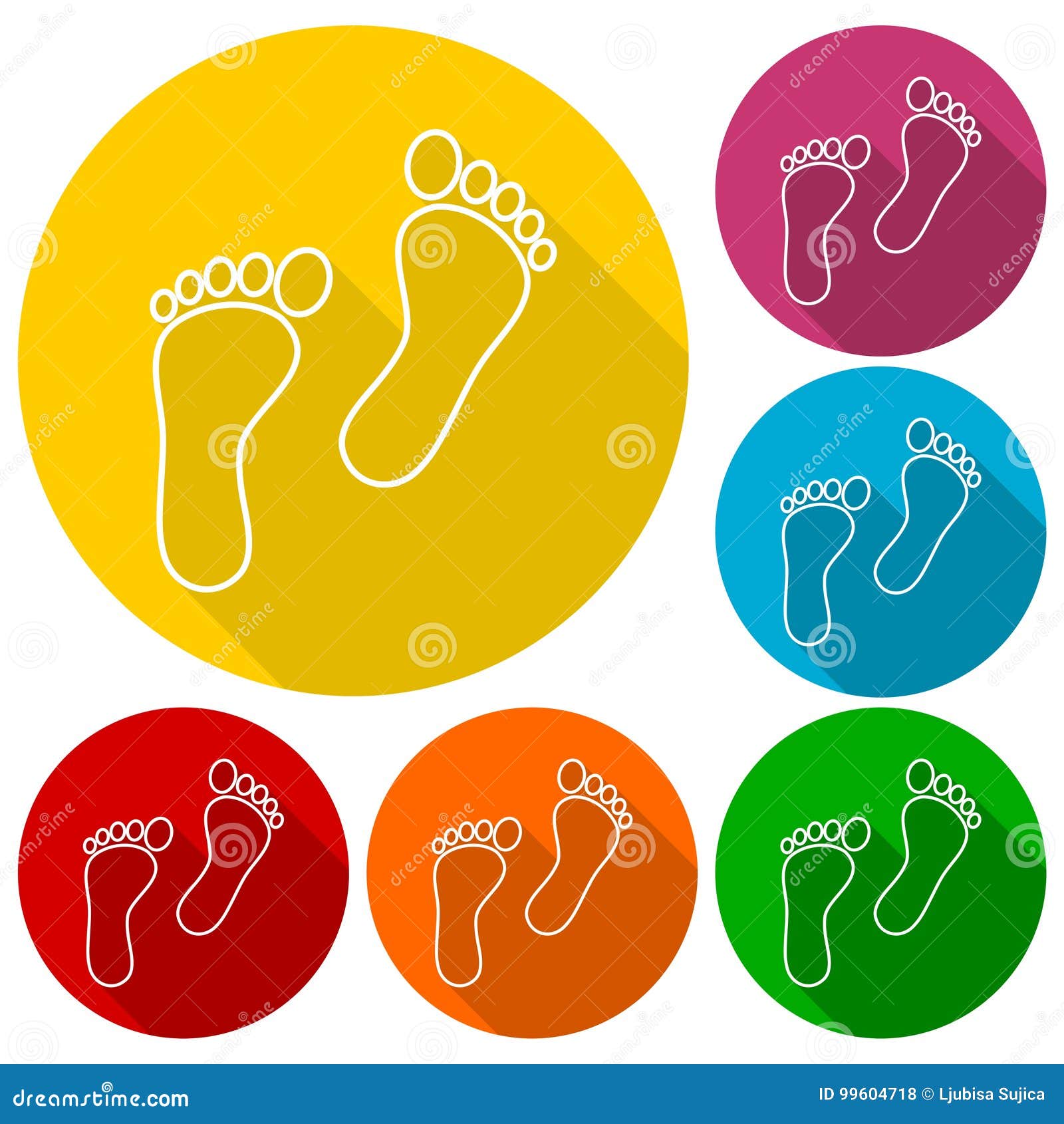 Icone Di Orma Messe Con Ombra Lunga Illustrazione di Stock ...