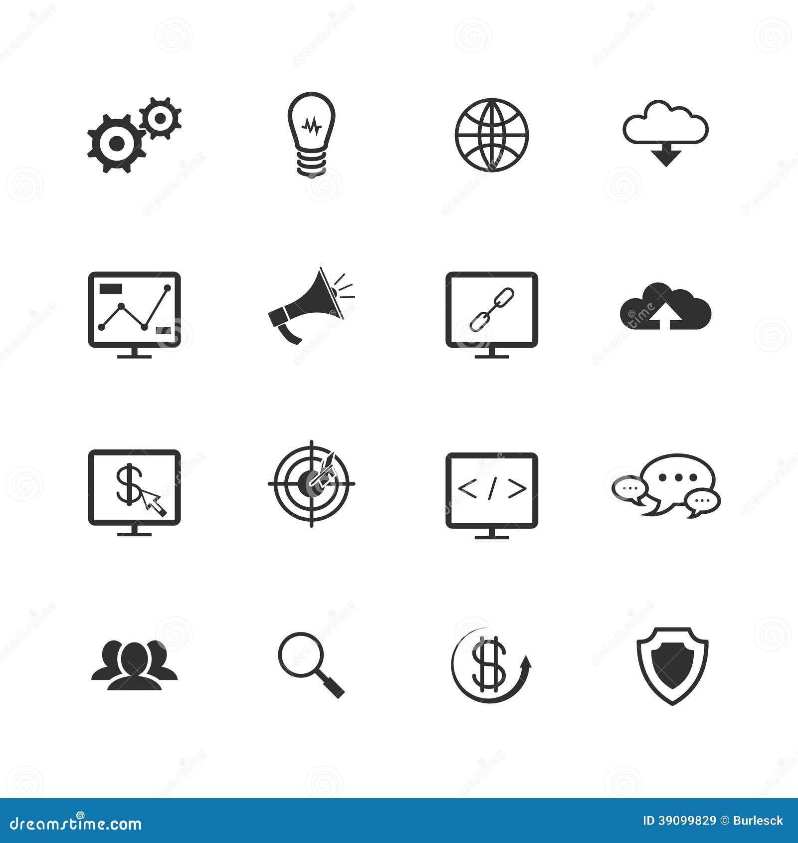 Icone Di Ottimizzazione Del Motore Di Ricerca Illustrazione Vettoriale ...