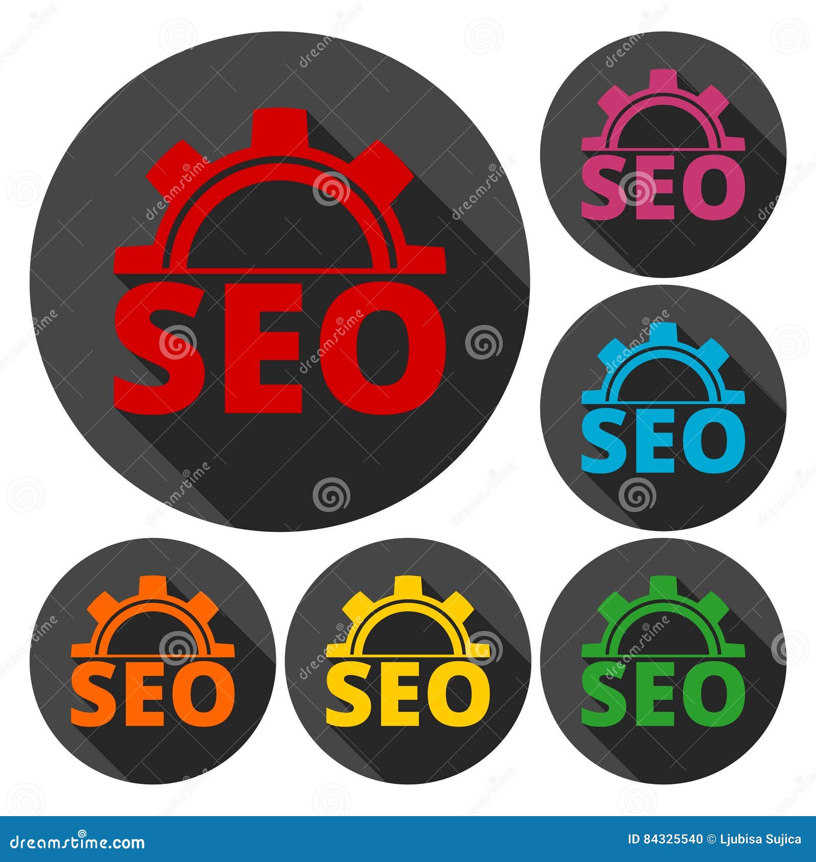 Icone Di Ottimizzazione Del Motore Di Ricerca Con Ombra Lunga ...