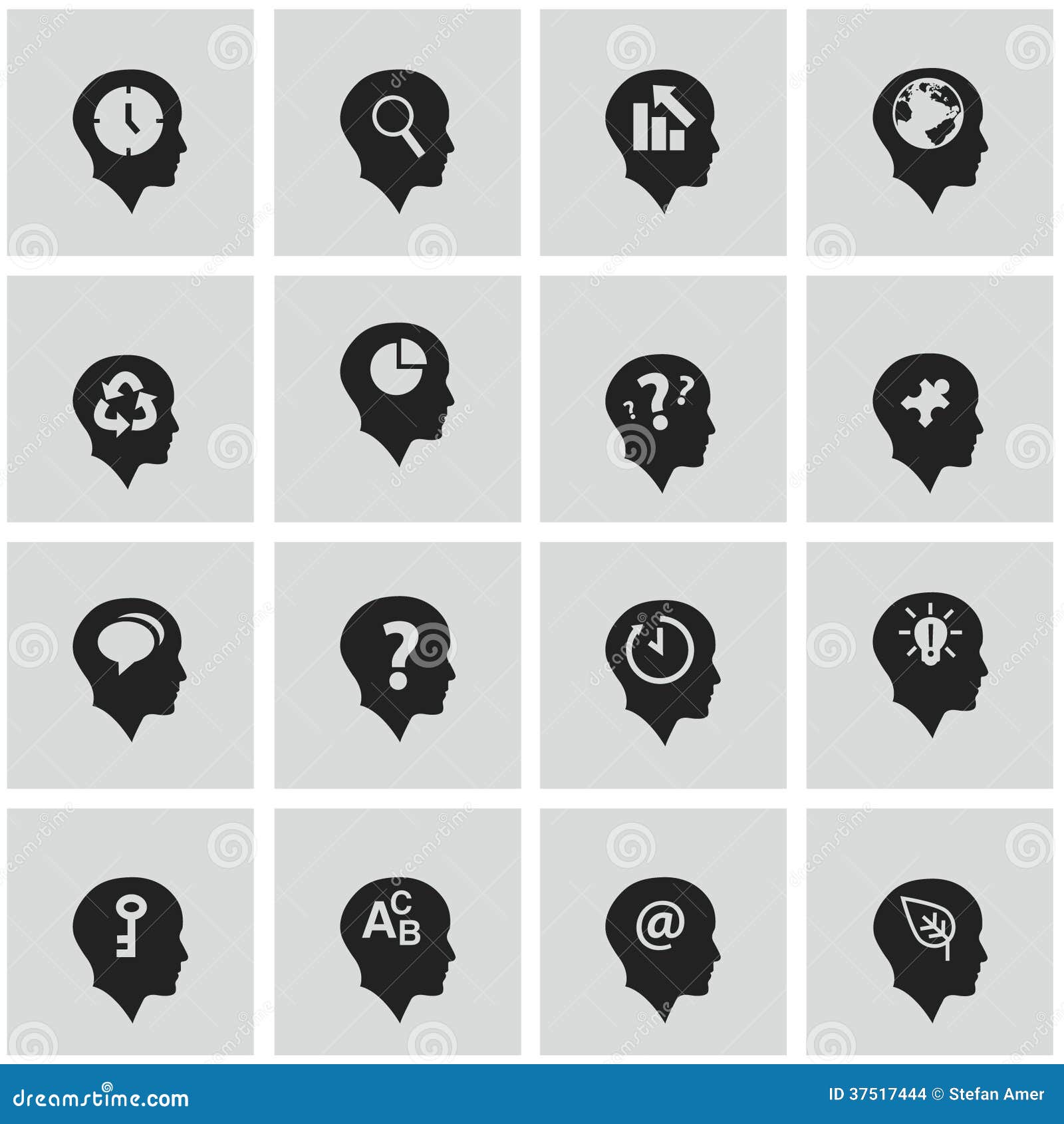 Icone Di Pensiero Della Testa Umana Illustrazione di Stock ...