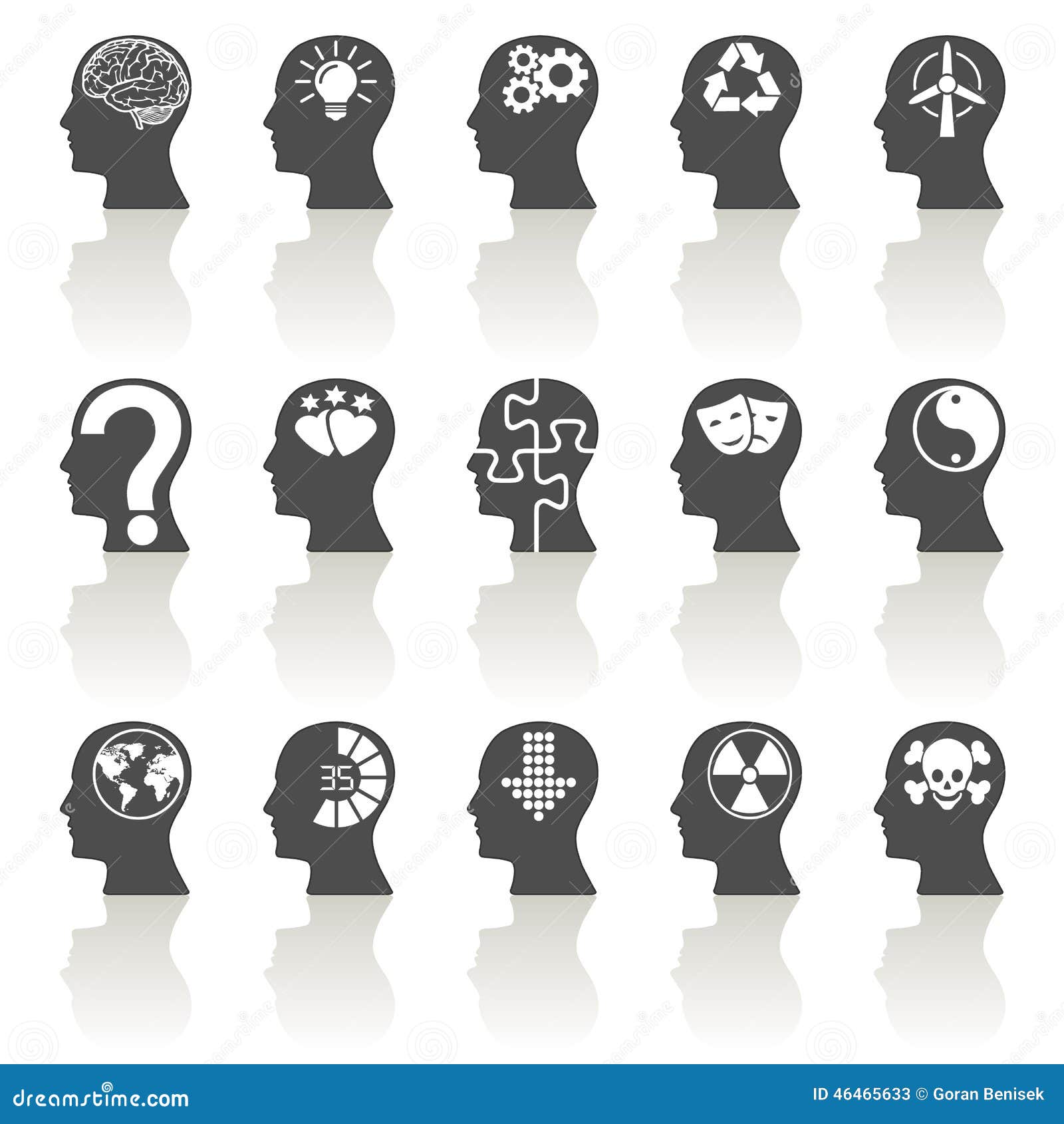 Icone Di Pensiero Delle Teste Illustrazione Vettoriale - Illustrazione ...