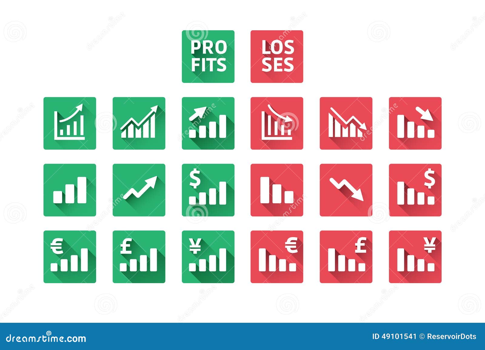 Icone Di Perdite E Di Profitto Illustrazione Vettoriale - Illustrazione ...