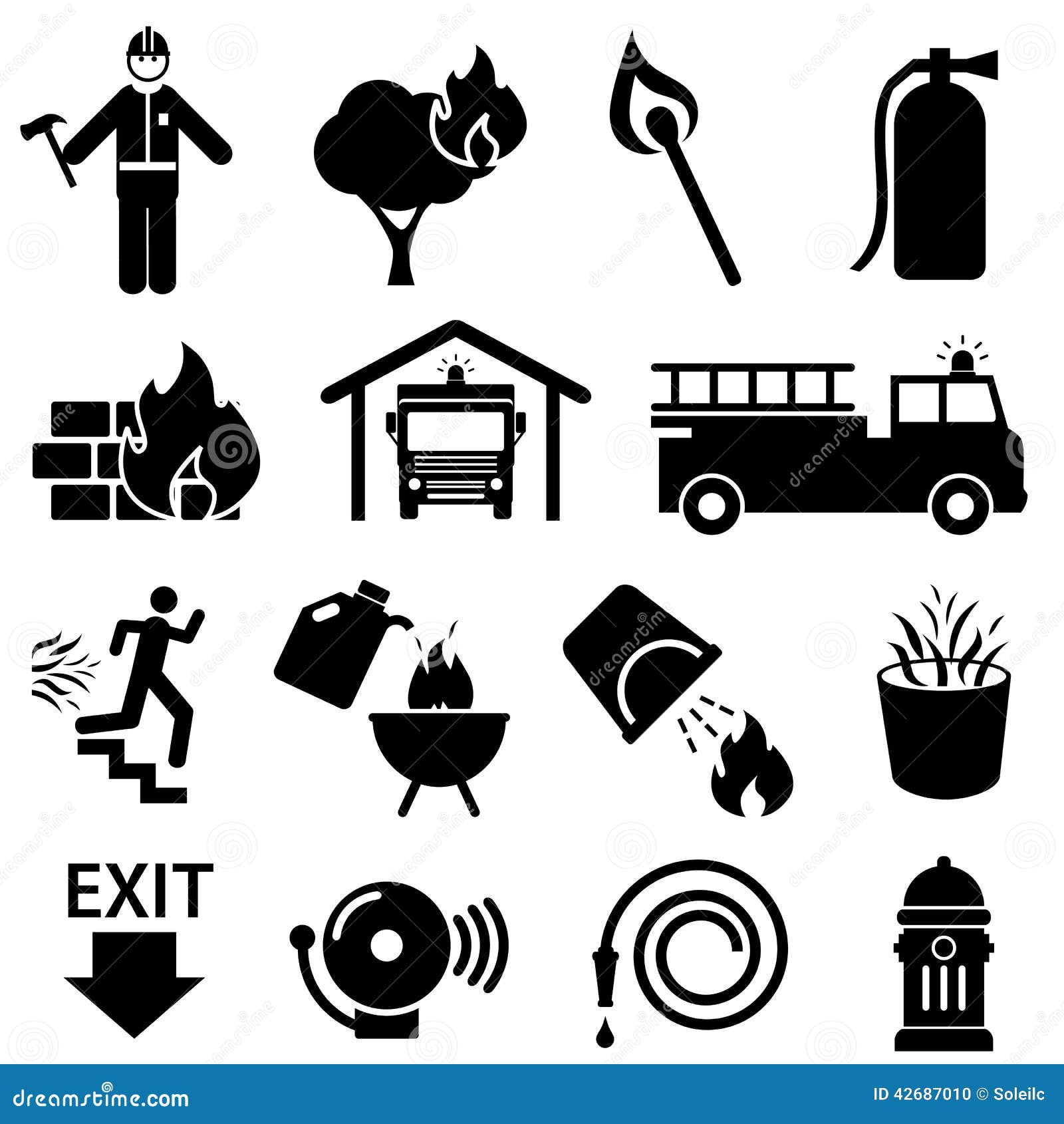 Icone Di Protezione Antincendio Illustrazione Vettoriale ...