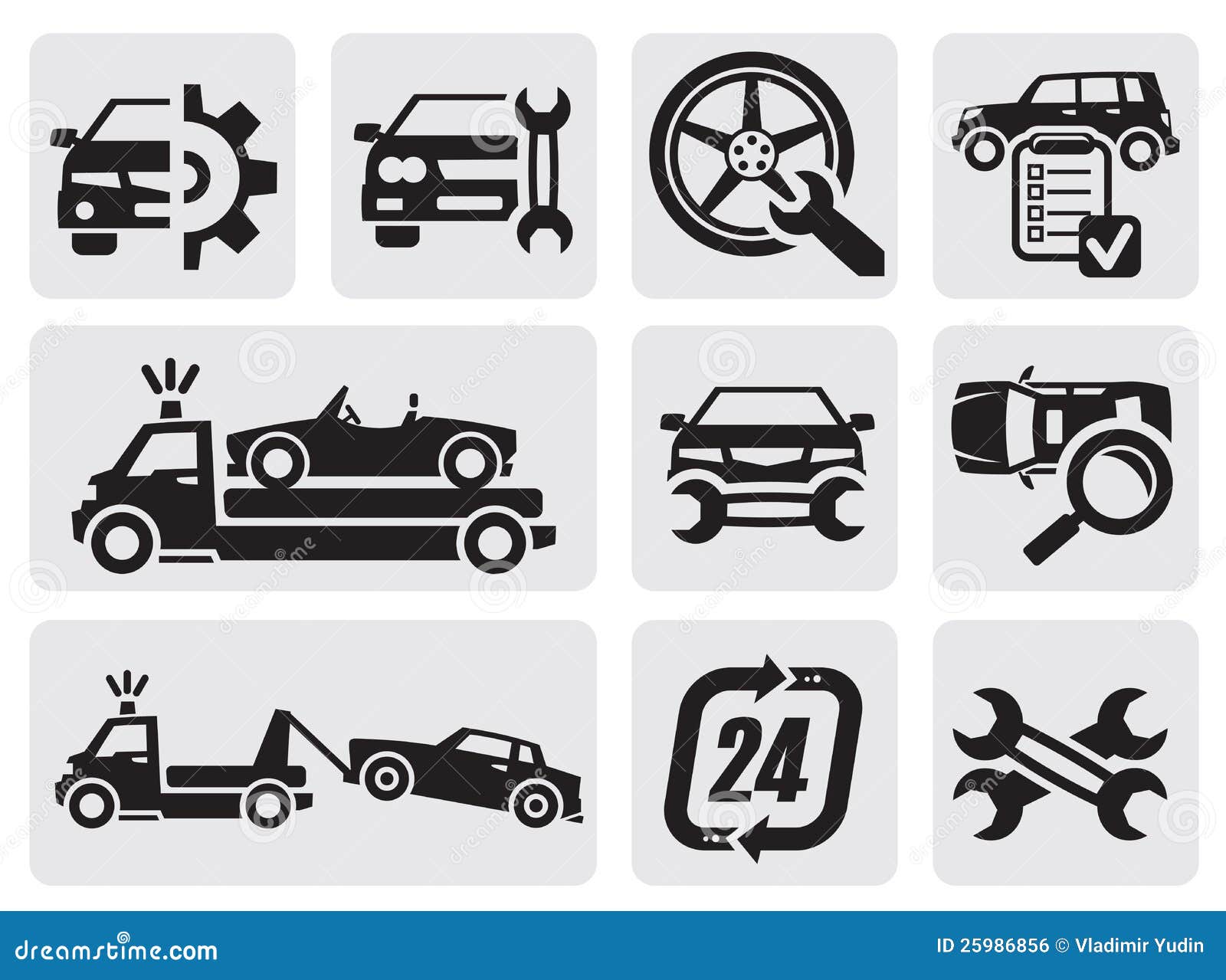 Icone Di Riparazione Dell'automobile Illustrazione Vettoriale ...