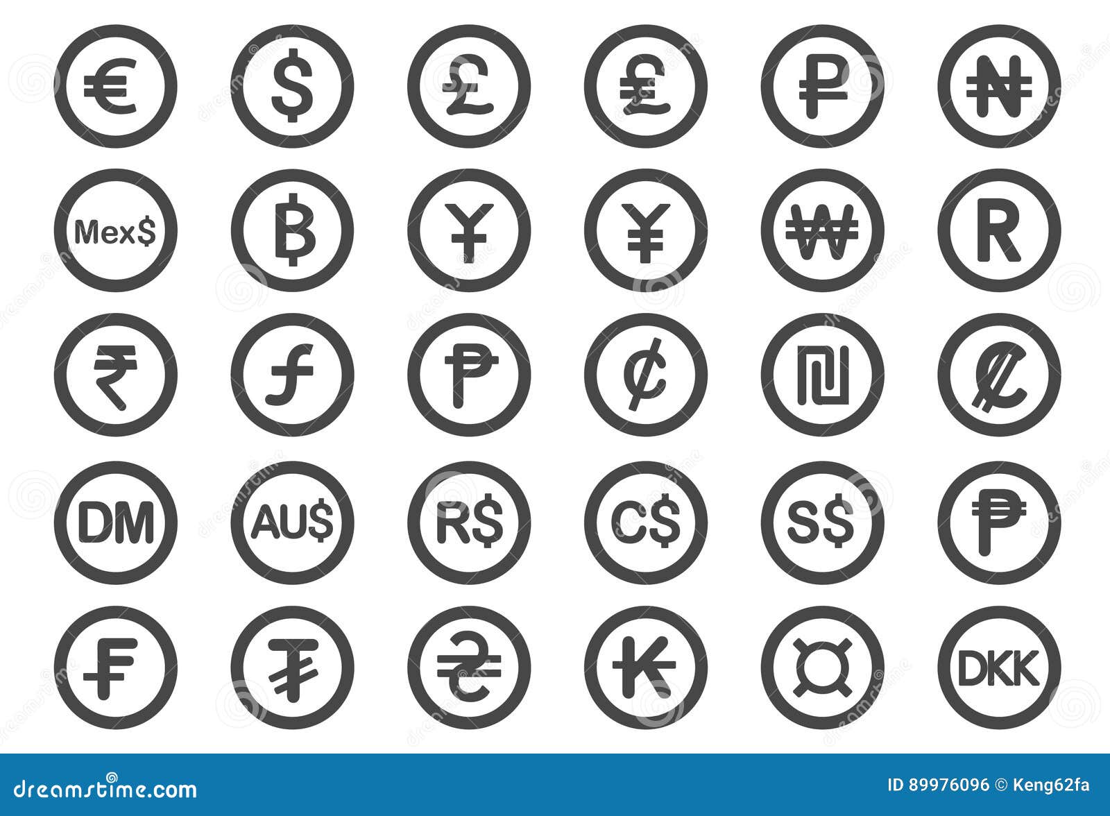 Icone di simbolo di valuta illustrazione vettoriale. Illustrazione di ...
