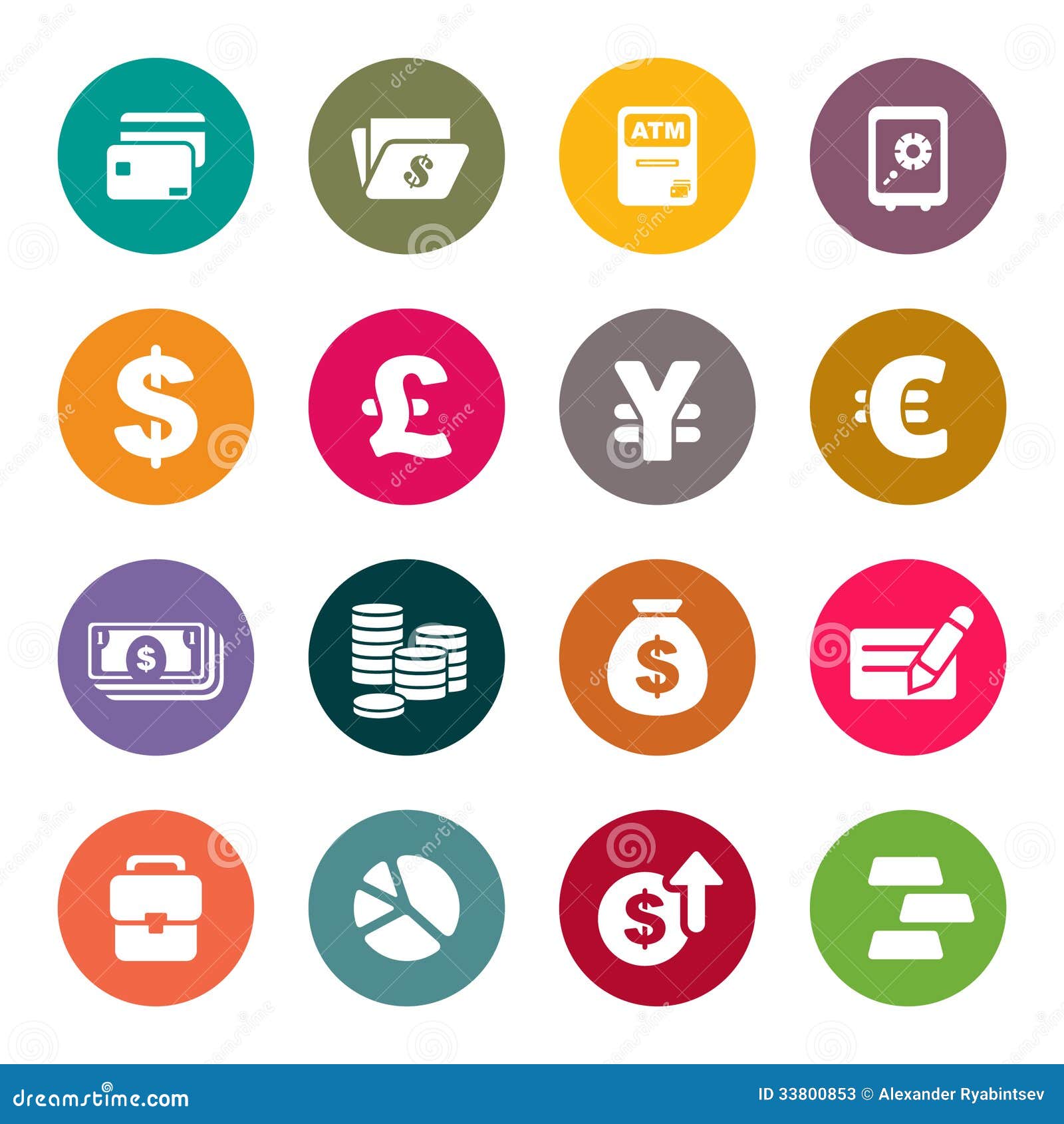 Icone Di Tema Dei Soldi E Di Finanza Messe Illustrazione Vettoriale ...