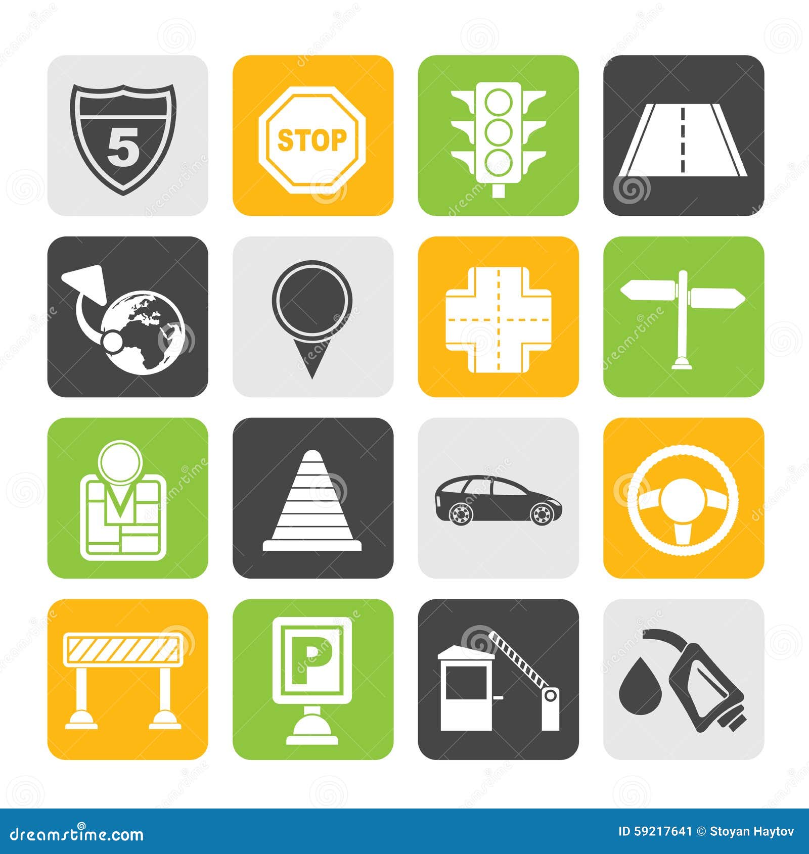 Icone Di Traffico, Della Strada E Di Viaggio Della Siluetta ...