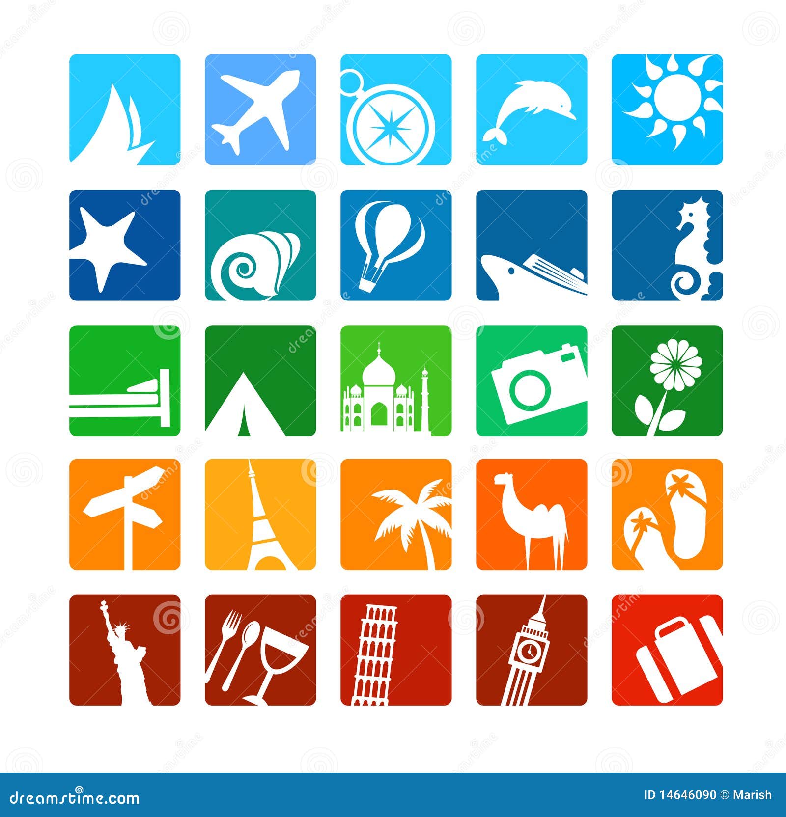 Icone Di Vacanza E Di Turismo Illustrazione Vettoriale - Illustrazione ...