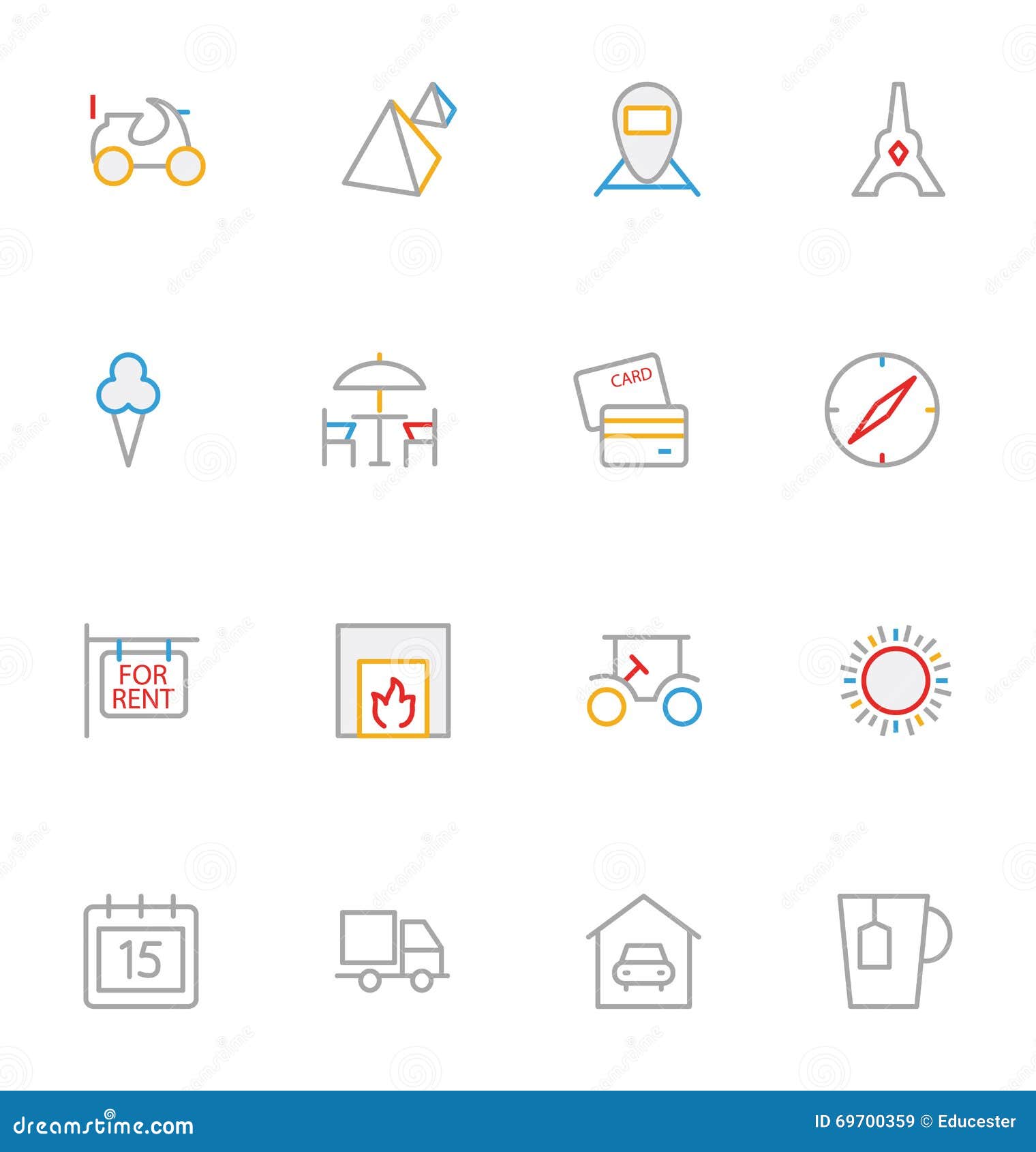 Icone 4 Di Vettore Del Profilo Colorate Viaggio Illustrazione di Stock ...