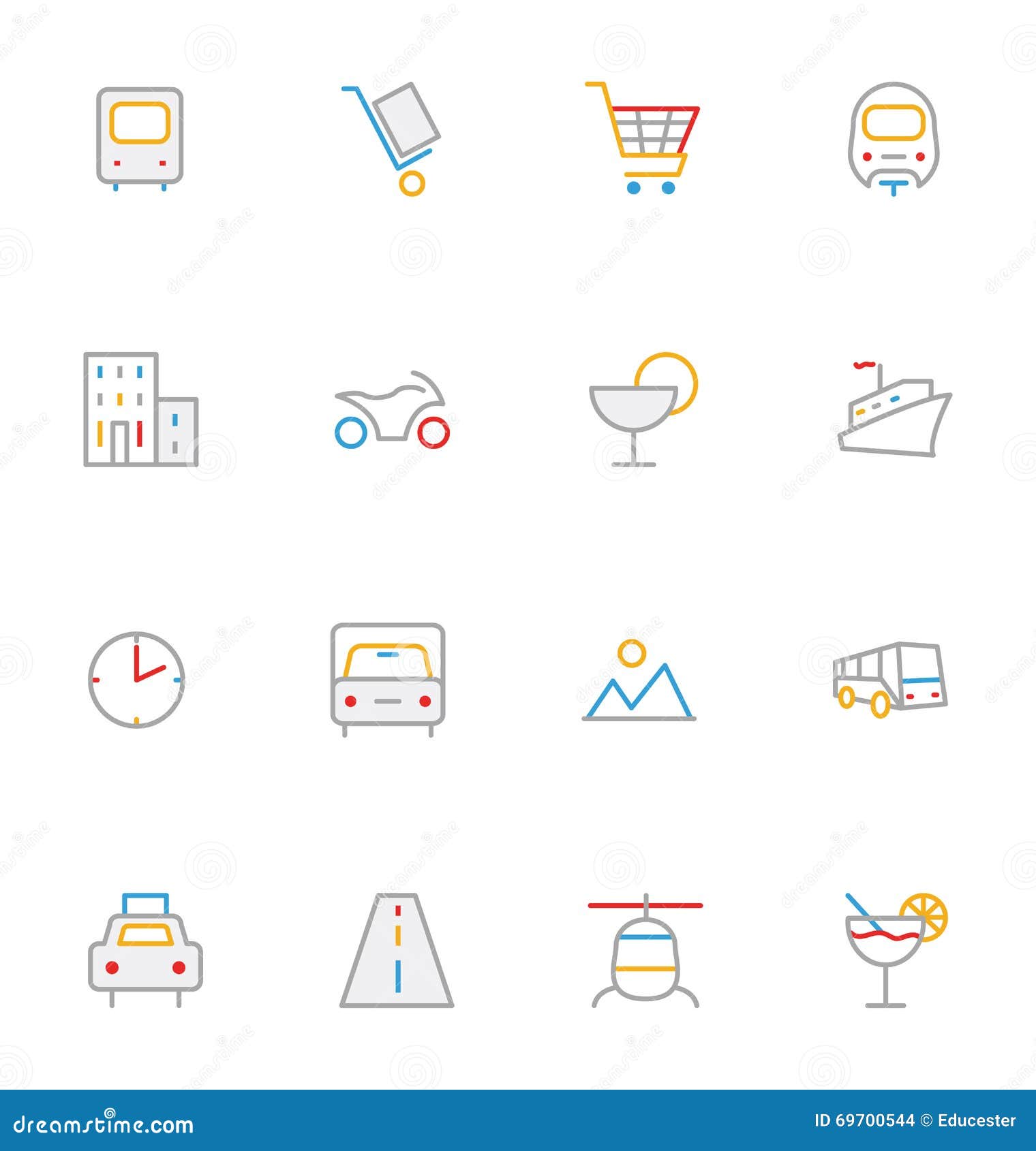 Icone 2 Di Vettore Del Profilo Colorate Viaggio Illustrazione di Stock ...