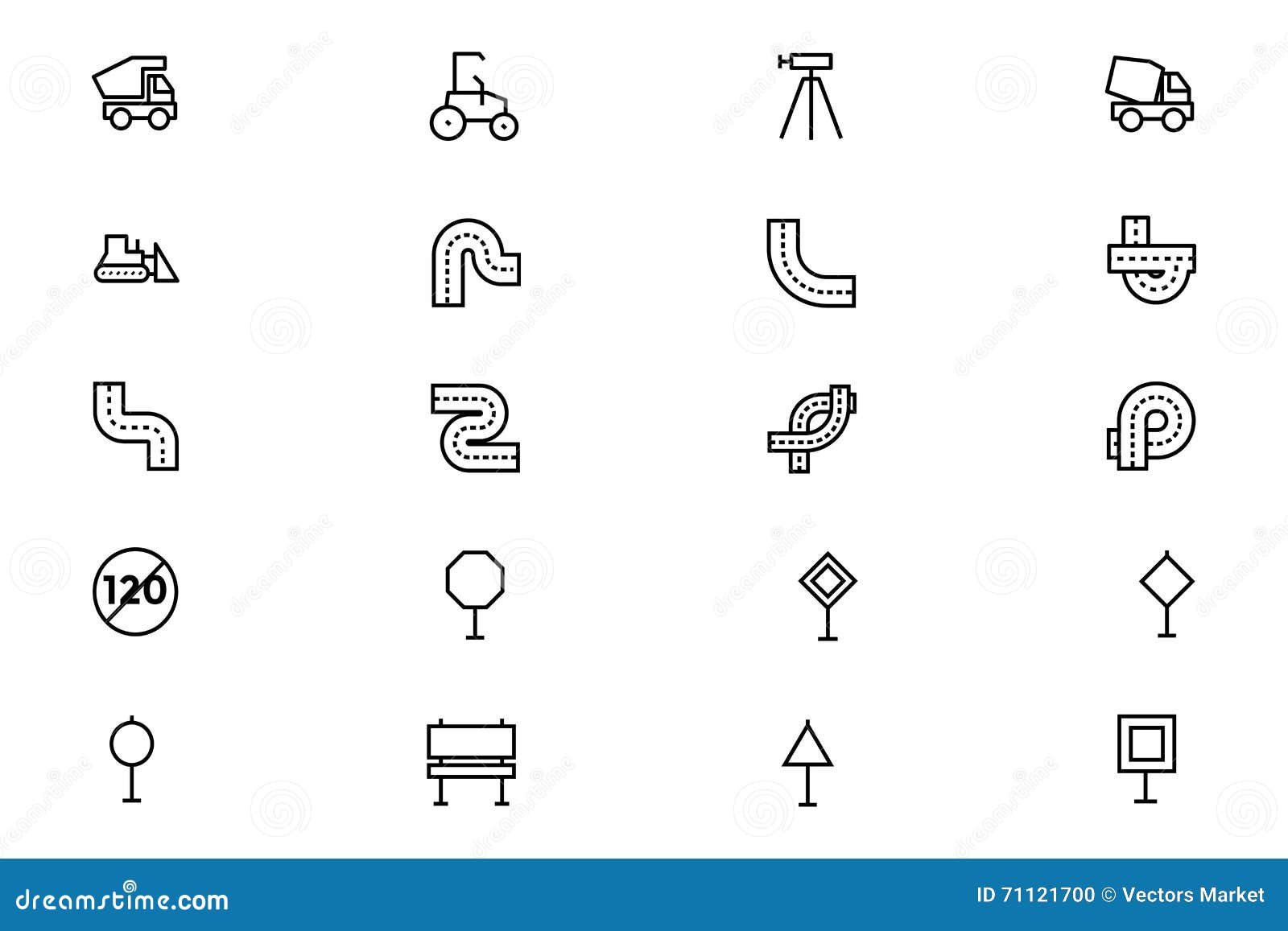 Icone 6 Di Vettore Del Profilo Della Strada Illustrazione di Stock ...