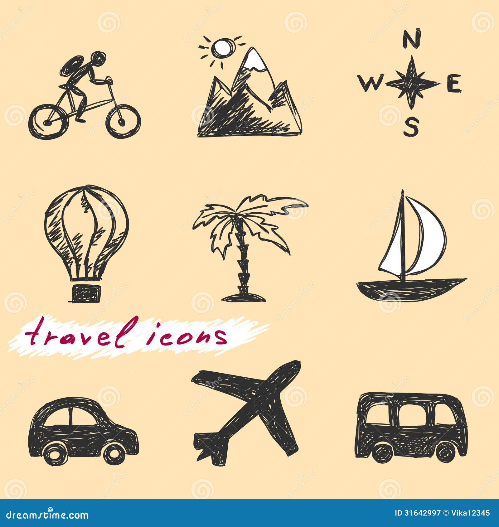 Icone di viaggio illustrazione vettoriale. Illustrazione di icona ...