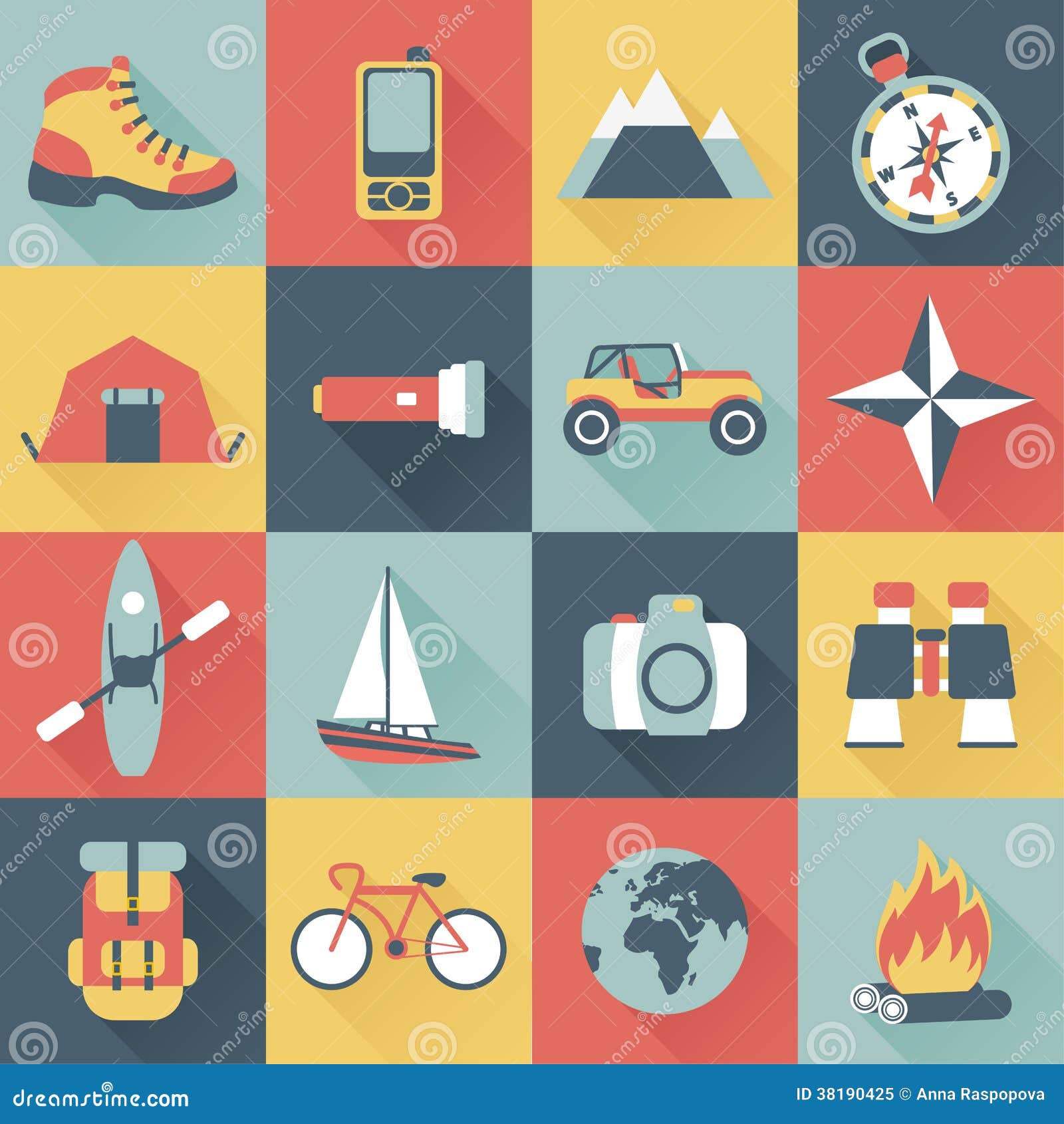 Icone Di Viaggio Di Avventura Illustrazione Vettoriale - Illustrazione ...